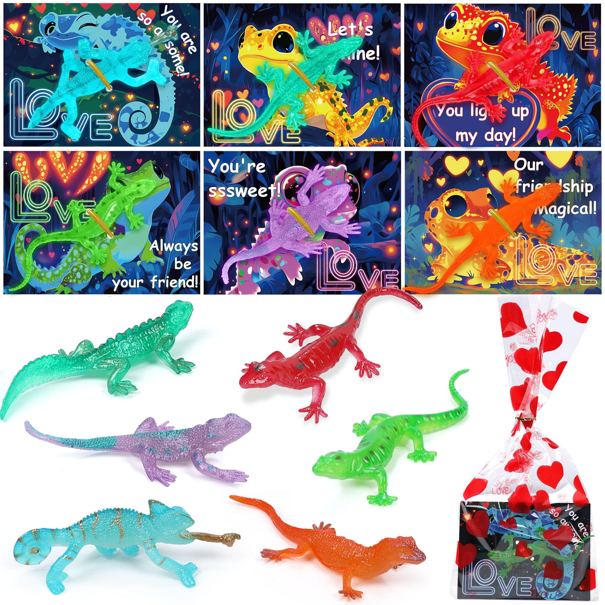 edoia Valentines Cards for Kids, 24 Pack Kids Gifts with Glow in The ...