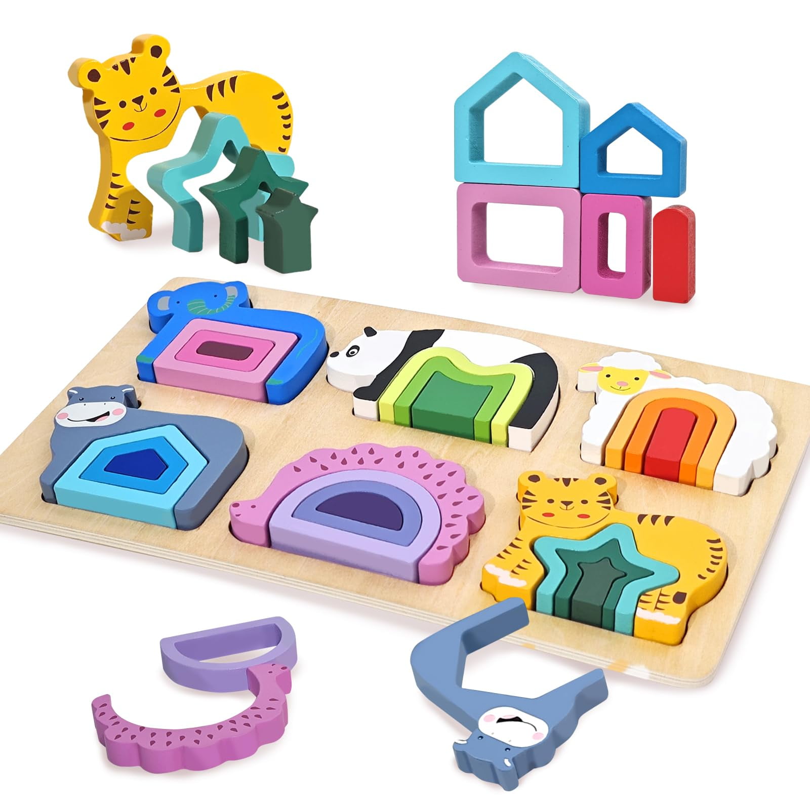 edutree Wooden Animal Shape OIF8 Puzzle for Toddlers 3-5, Sorting ...