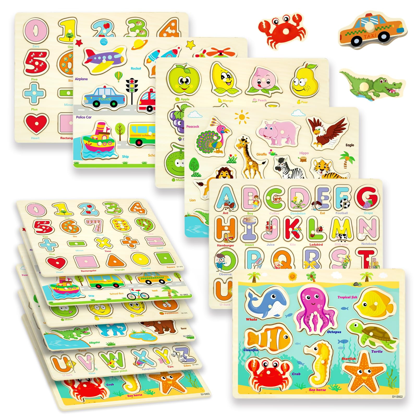 edutree Wooden Peg Puzzles for Toddlers BSL1 1 2 3 4, 6 Pack ...