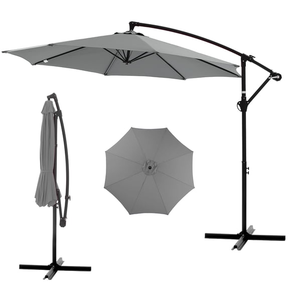 wikiwiki 10ft Solar LED Offset Patio Umbrella, Outdoor Cantilever Patio ...