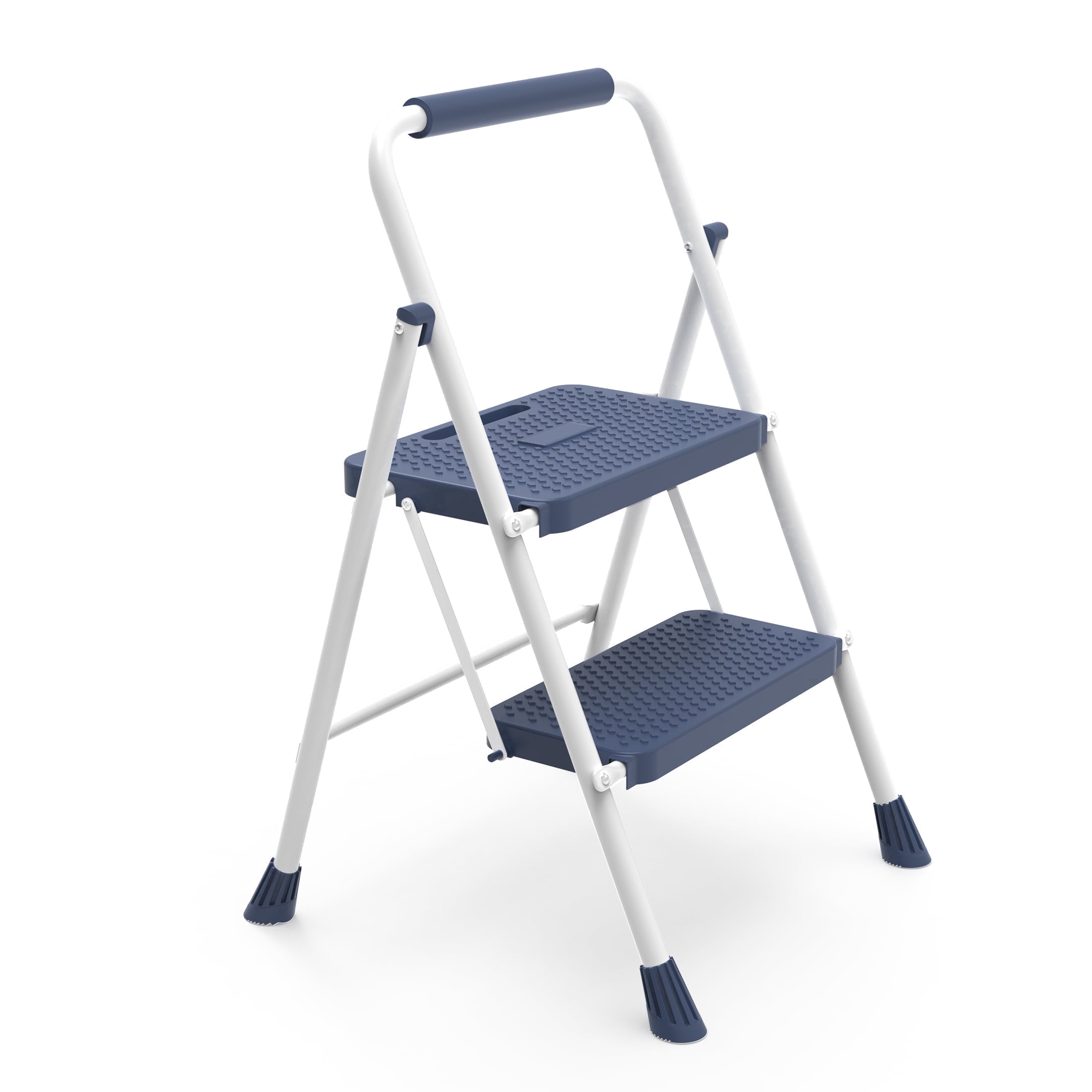 edx 2 Step Ladder, Portable Folding Step Stool Heavy Duty, Blue-White ...