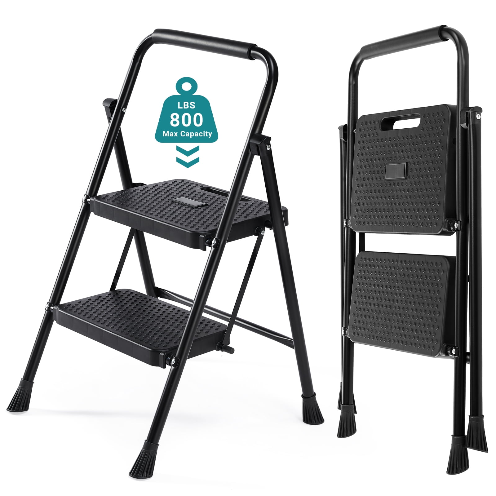edx Folding Step Ladder, Portable 2 Step Stool, Heavy Duty 800 Lbs ...