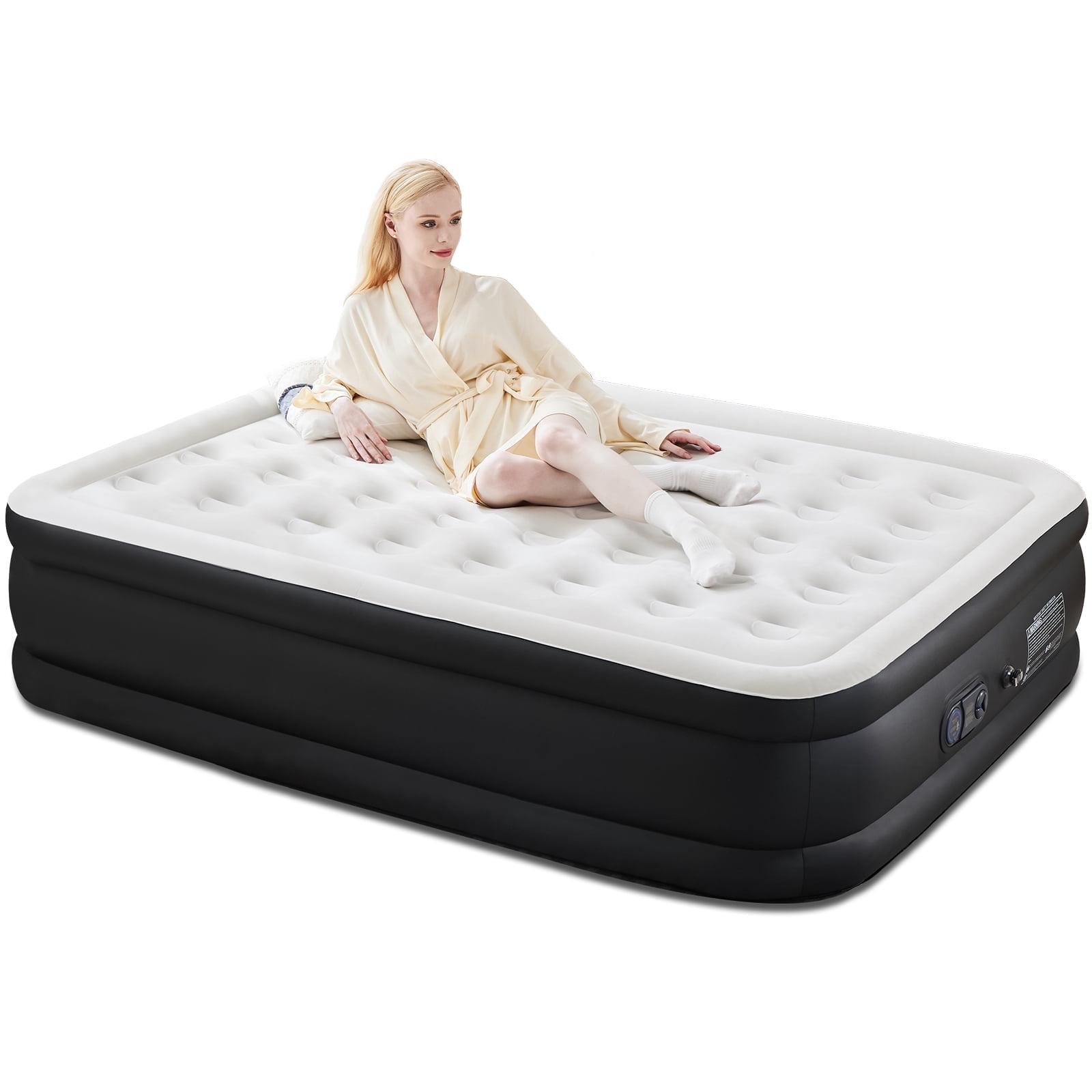 edx 22" Queen Size Air Mattress Bed with Built- in Pump Blow Up ...