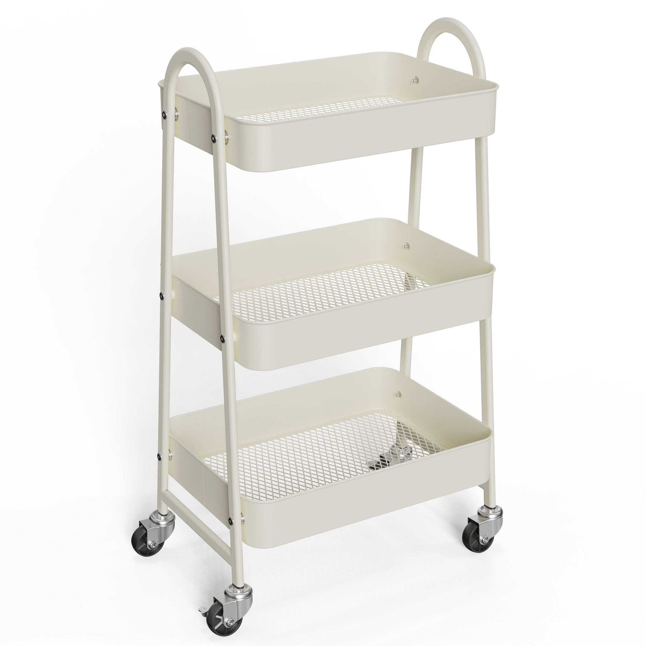 edx 3 Tier Rolling Cart, Metal Utility Cart Storage Organizer with ...