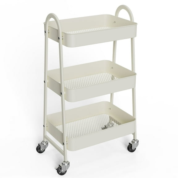 3 Tier Rolling Utility Cart with Drawer, Storage Organizer Rolling ...