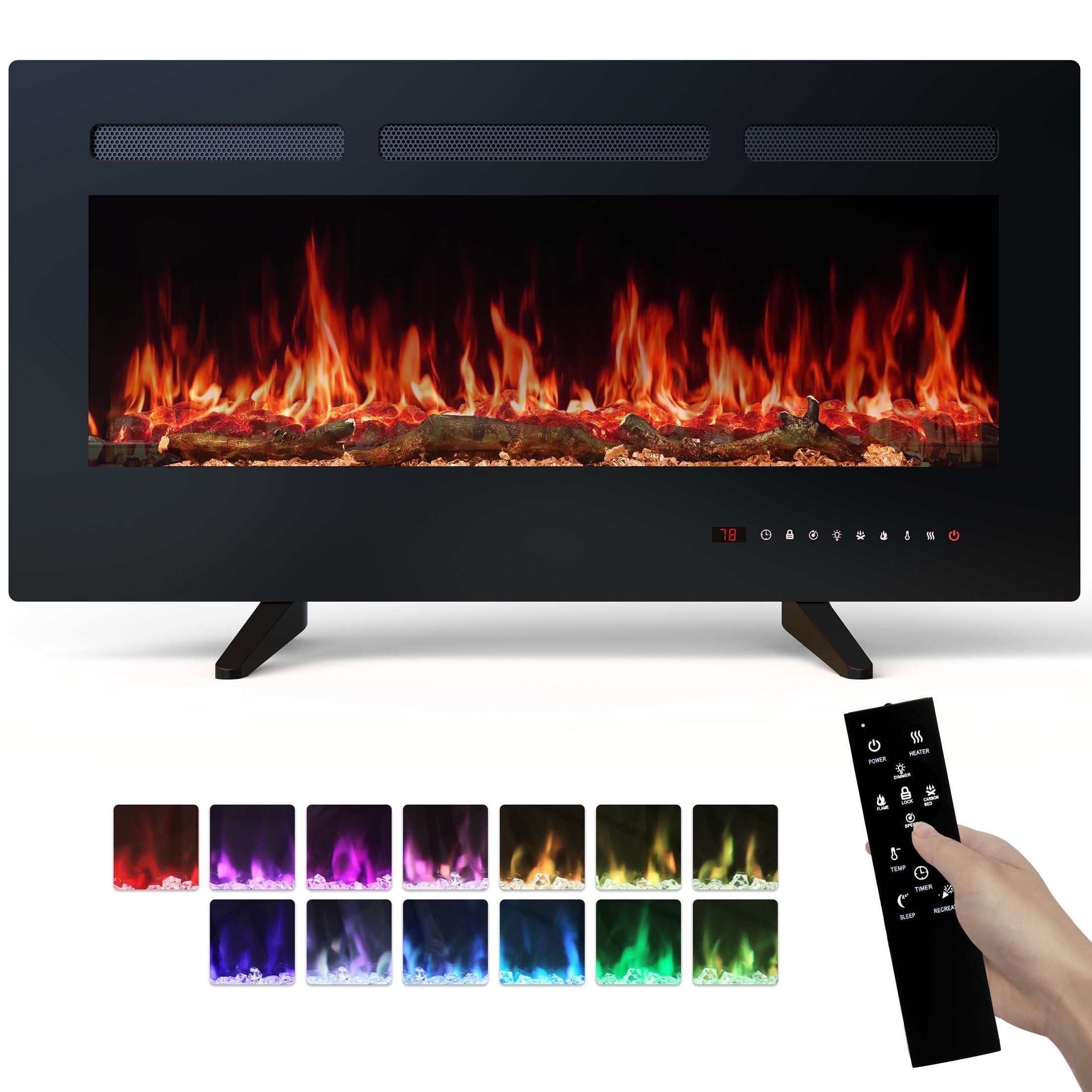 edx 36'' Electric Fireplace, 1500W/750W Wall Mount or Recessed ...