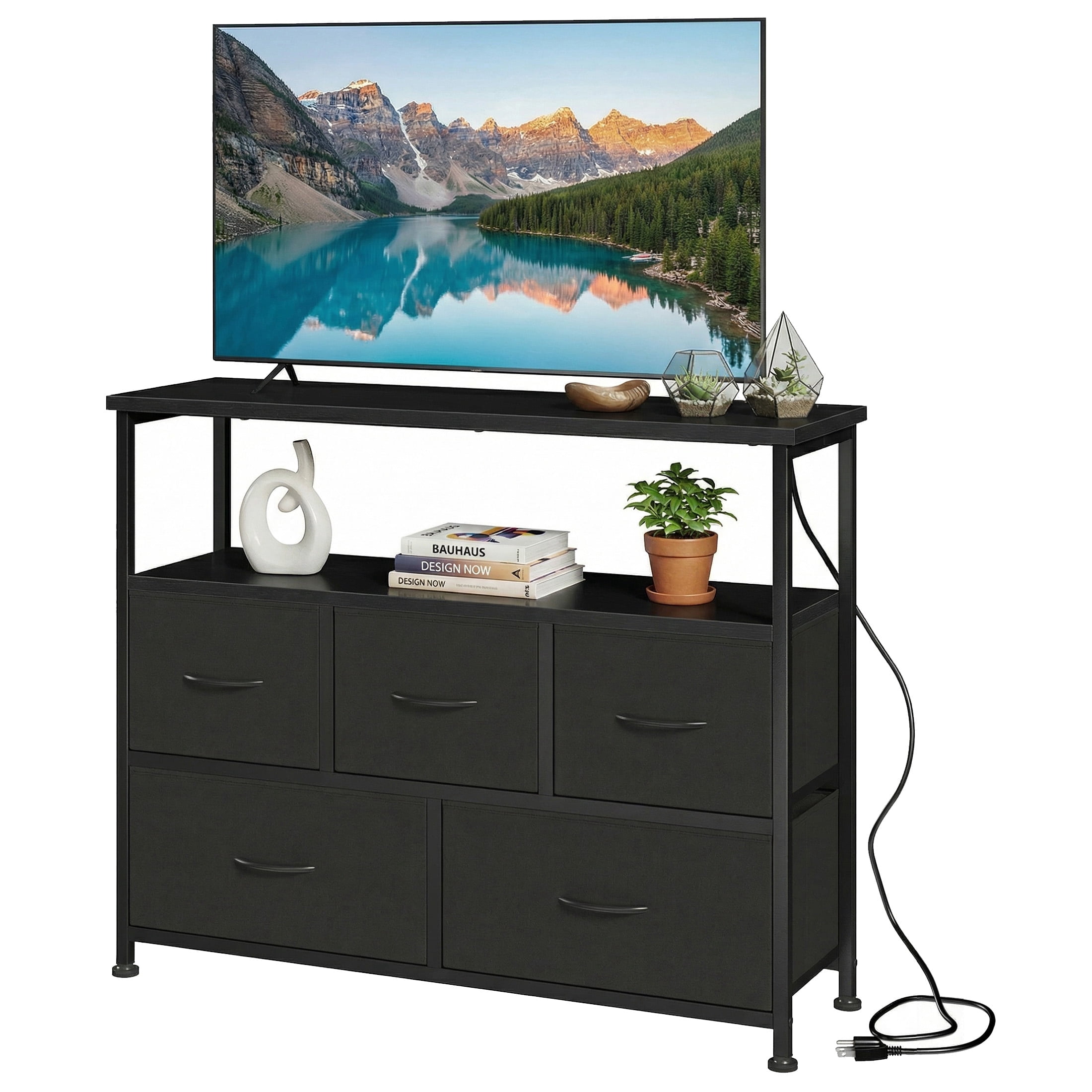 edx 5 Drawers TV Stand Dresser for 45" TV, Modern Media Console with ...