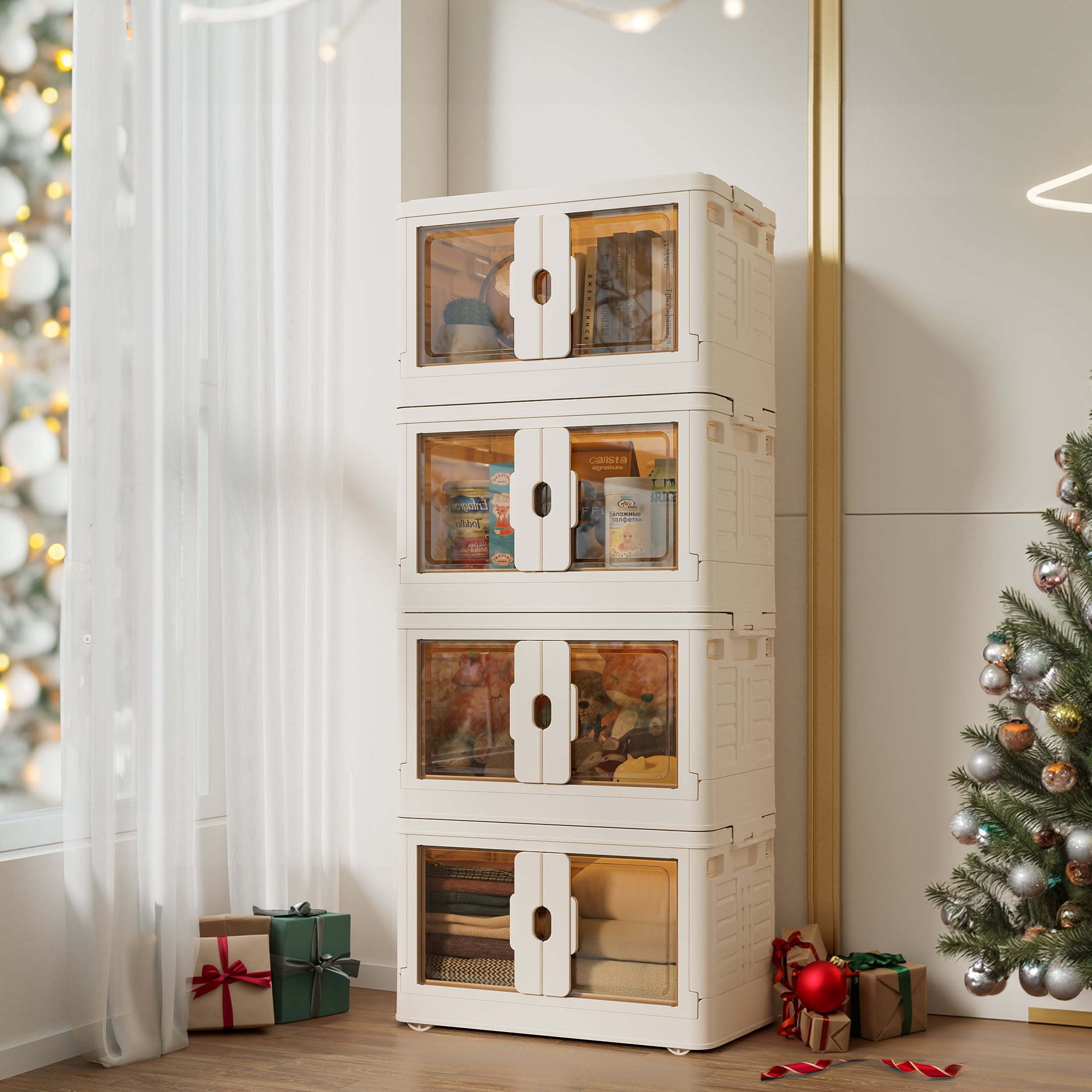 edx 76GAL/304QT Storage Bins with Lids 4 Tier, Extra Large Storage Box ...