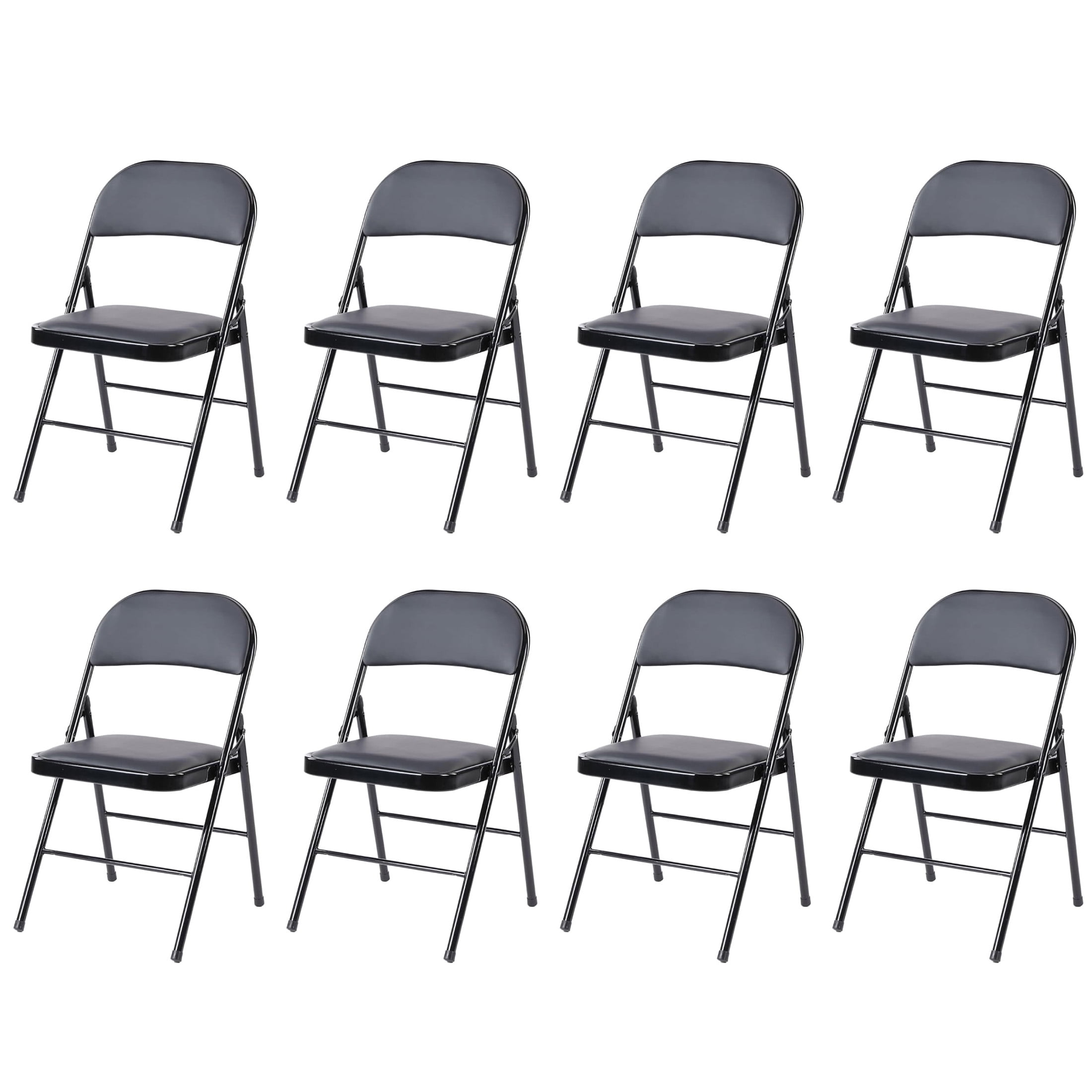 EDX 8 Pack Folding Chair with Sturdy Metal Frame, High-Density Padding ...