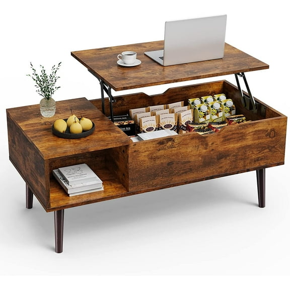 Modern Lift-Top Coffee Table with Hidden Storage and 4 Padded Stools ...