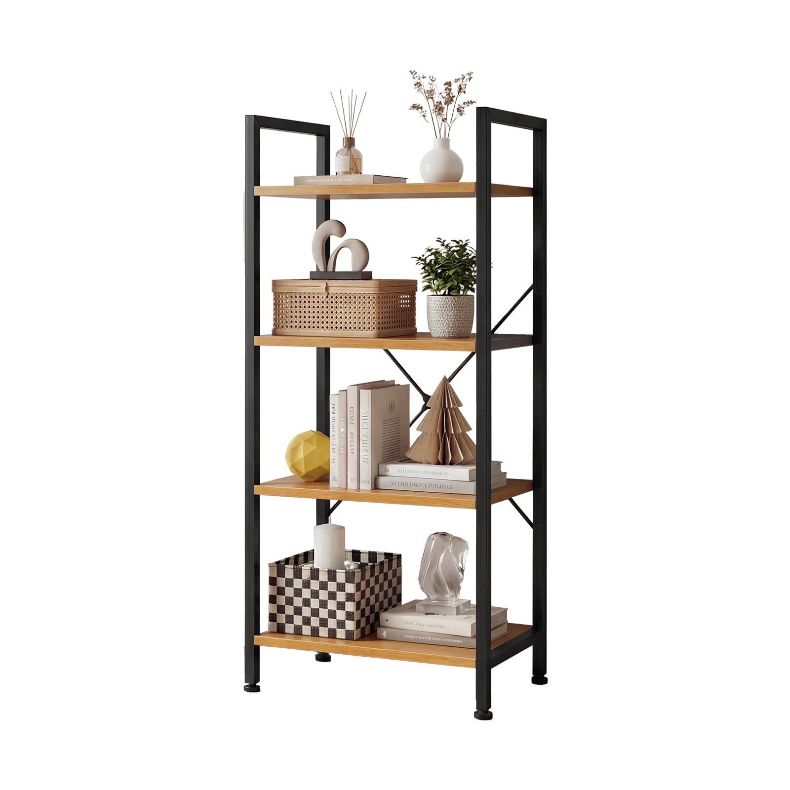 EDX Bookcase, 4 Tier Book Shelf, Storage Shelf, Classic Modern Bookcase ...