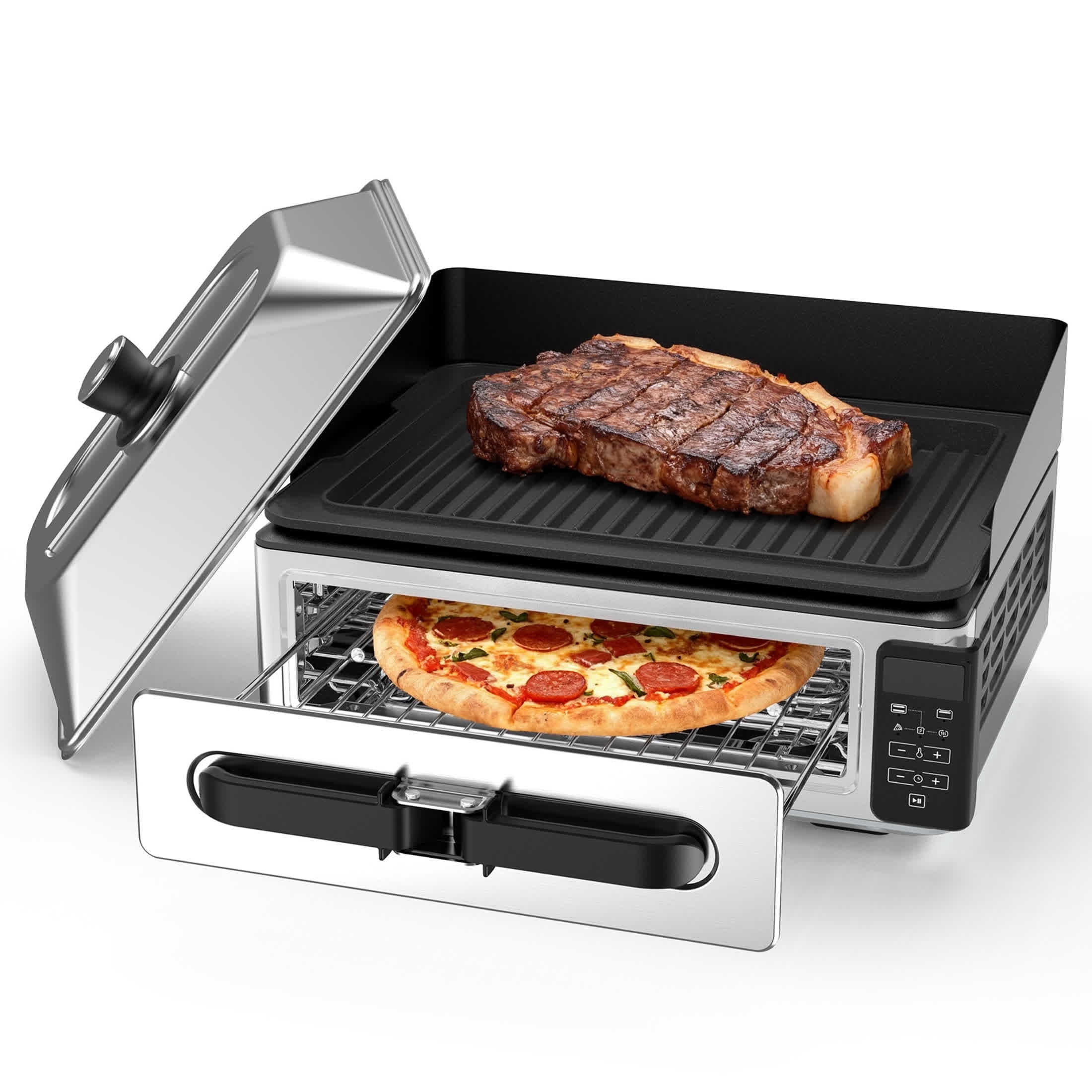 edx Indoor Electric Grill, with Oven and Grill Mode Non-Stick Grill ...