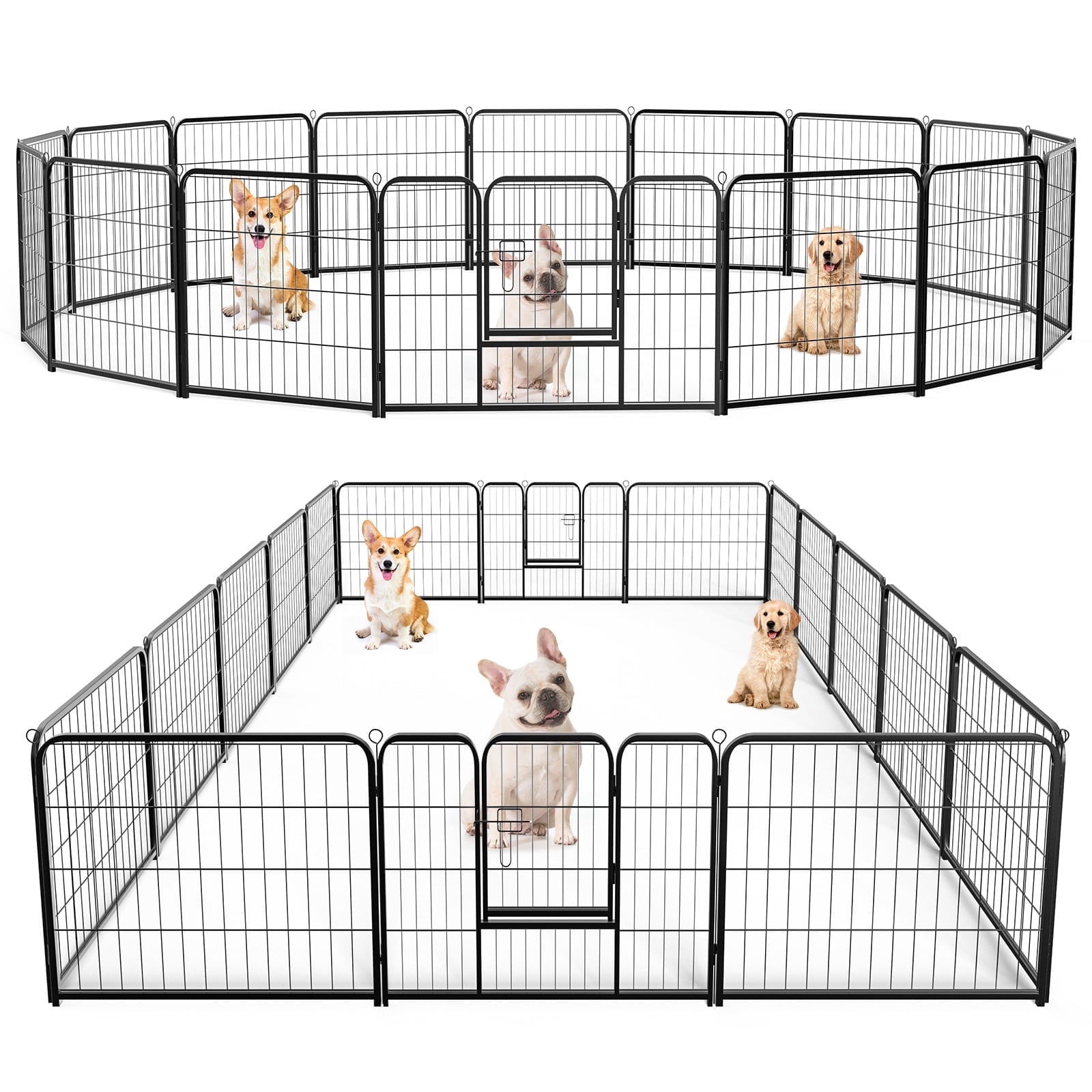 "Edx Indoor & Outdoor Heavy Duty Metal Puppy Dog Playpen, 16 Foldable ...