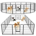 "Edx Pet Play Doggie Fence, 16 Panel 32"" Foldable Heavy Duty Metal ...