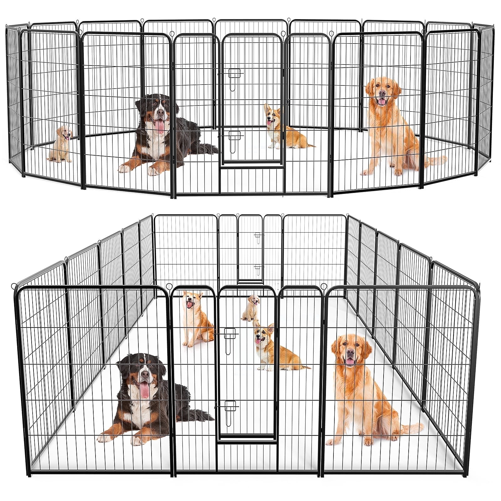 "EDX Portable Dog Playpen, 16 Panel 40"" Heavy Duty Metal Pet Fence ...