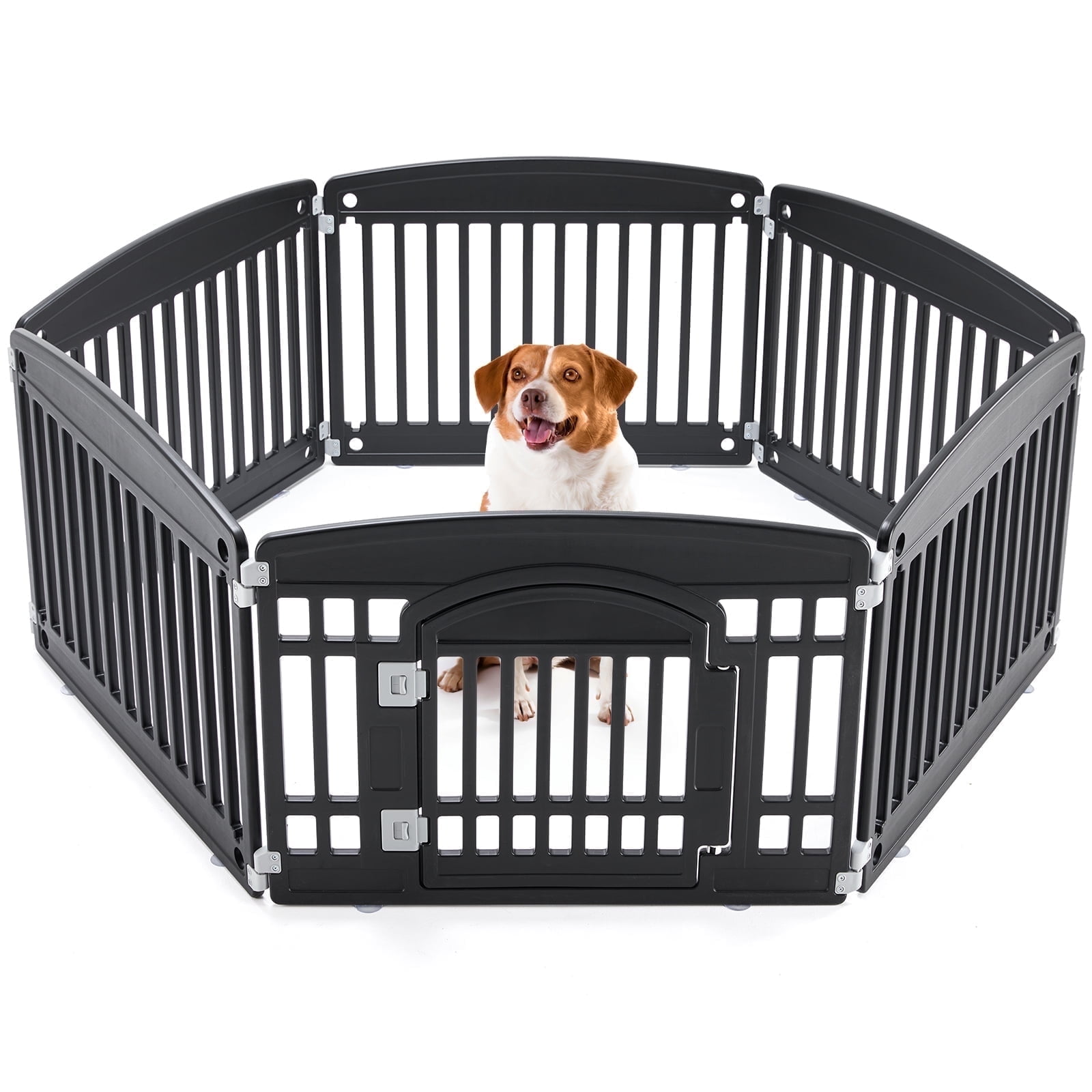 edx Dog Playpen, 6-Panel 24" Foldable Pet Playpen with Door, Indoor ...