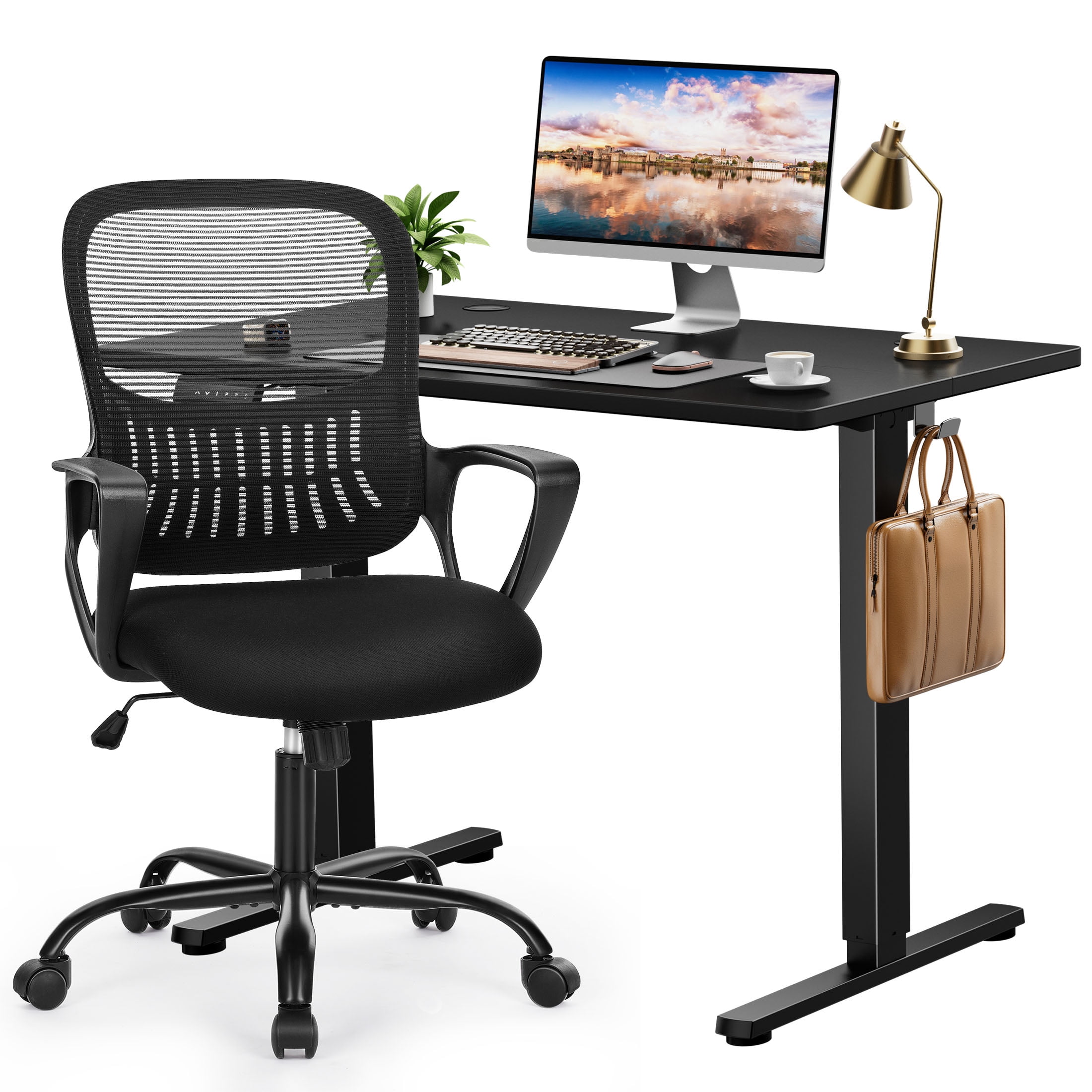 edx Electric Standing Desk & Computer Office Chair Set, 40 x 24 Inches ...