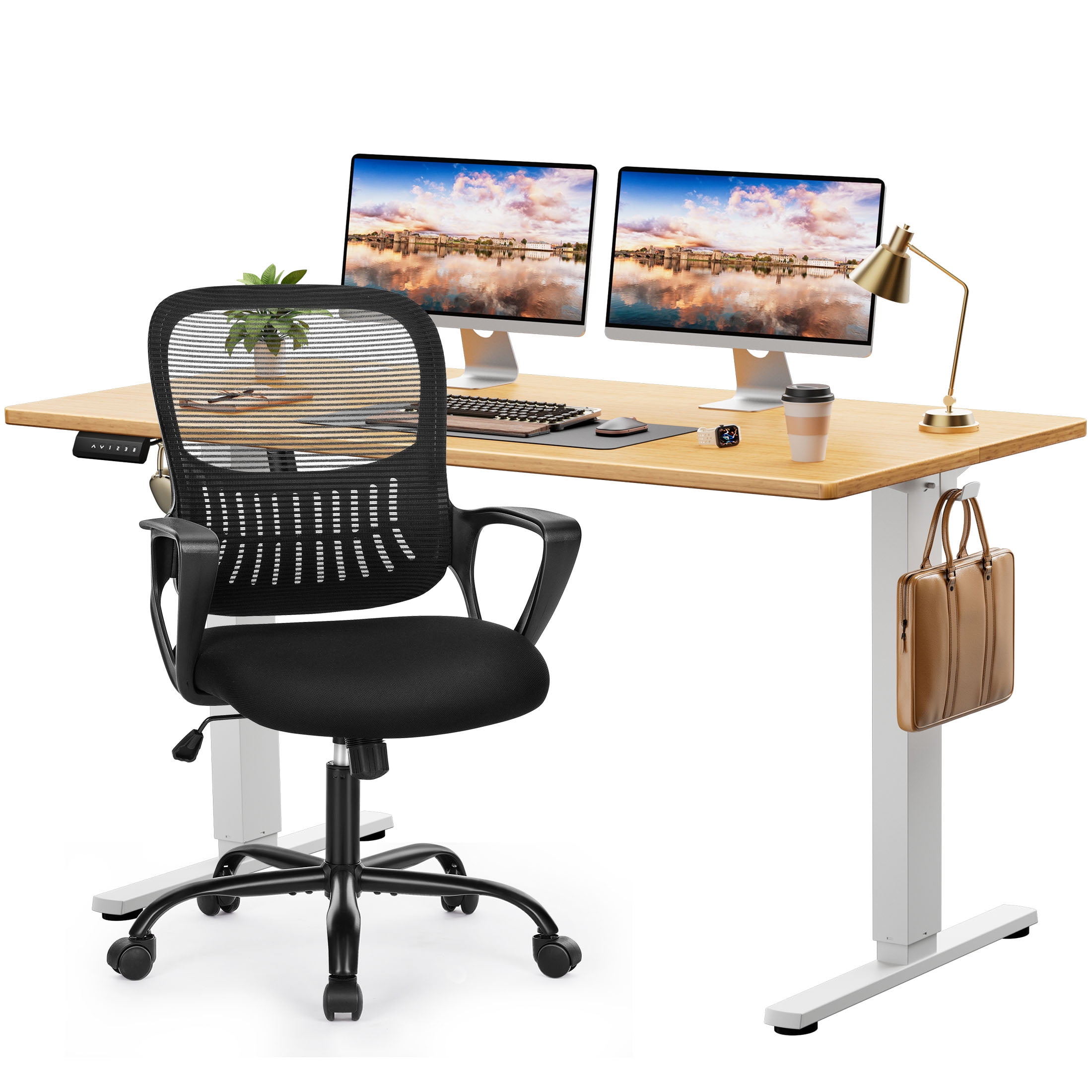 edx Electric Standing Desk & Computer Office Chair Set, 55 x 24 Inches ...
