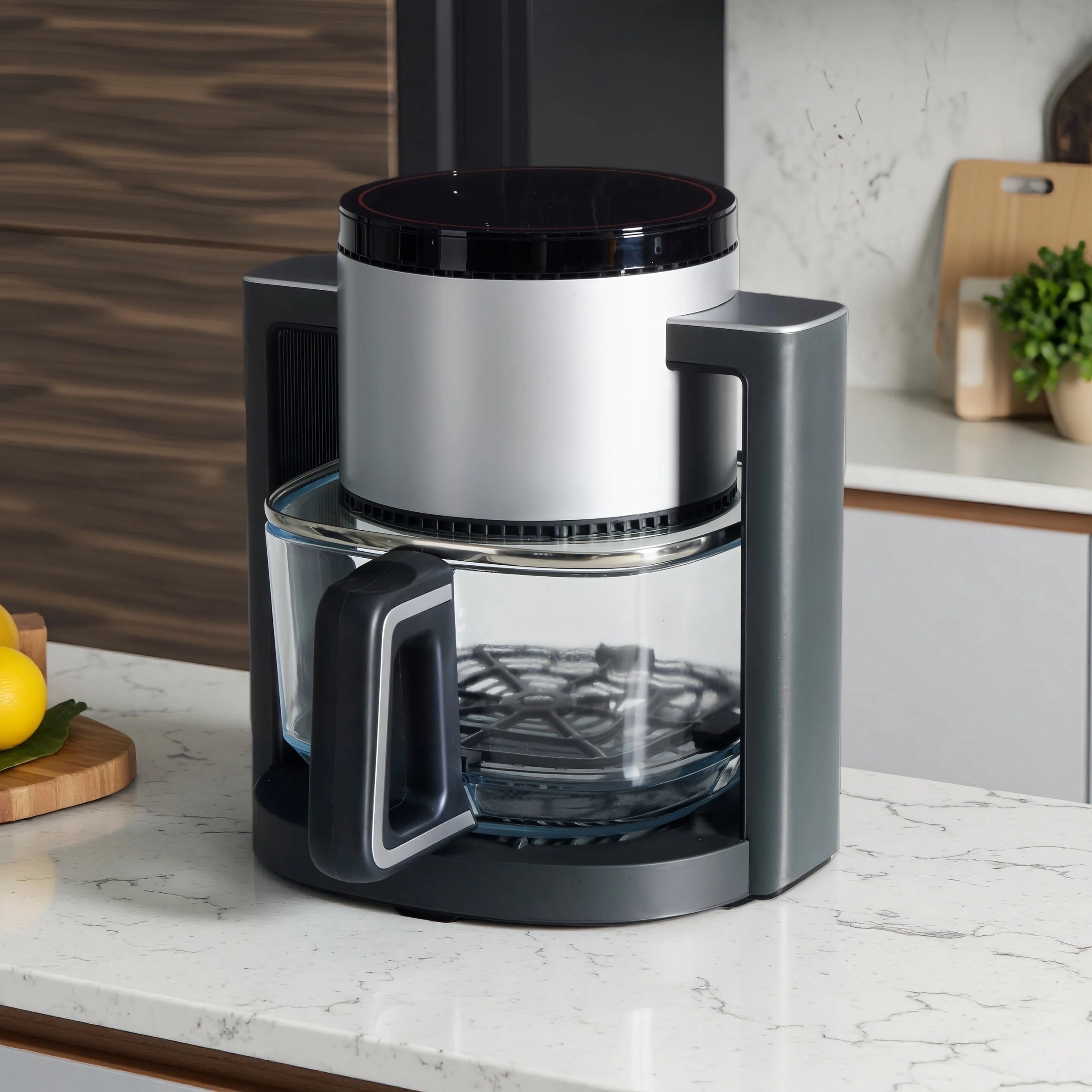 edx Glass Air Fryer, 4.5L Transparent Cooking Bowl, Reheat Function ...