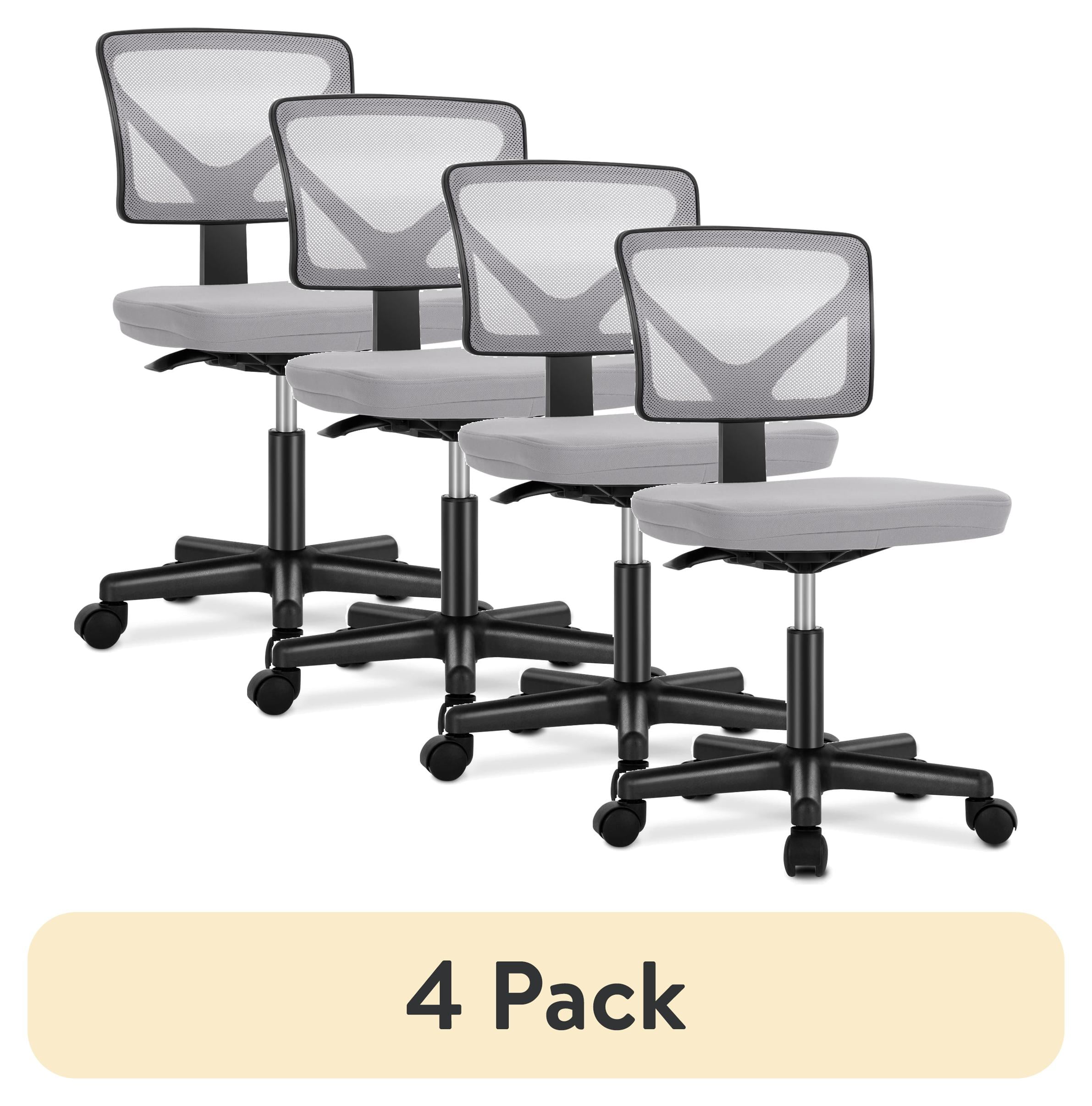 (4 pack) edx Home Office Desk Chair, Armless Mesh Computer Chair Small ...