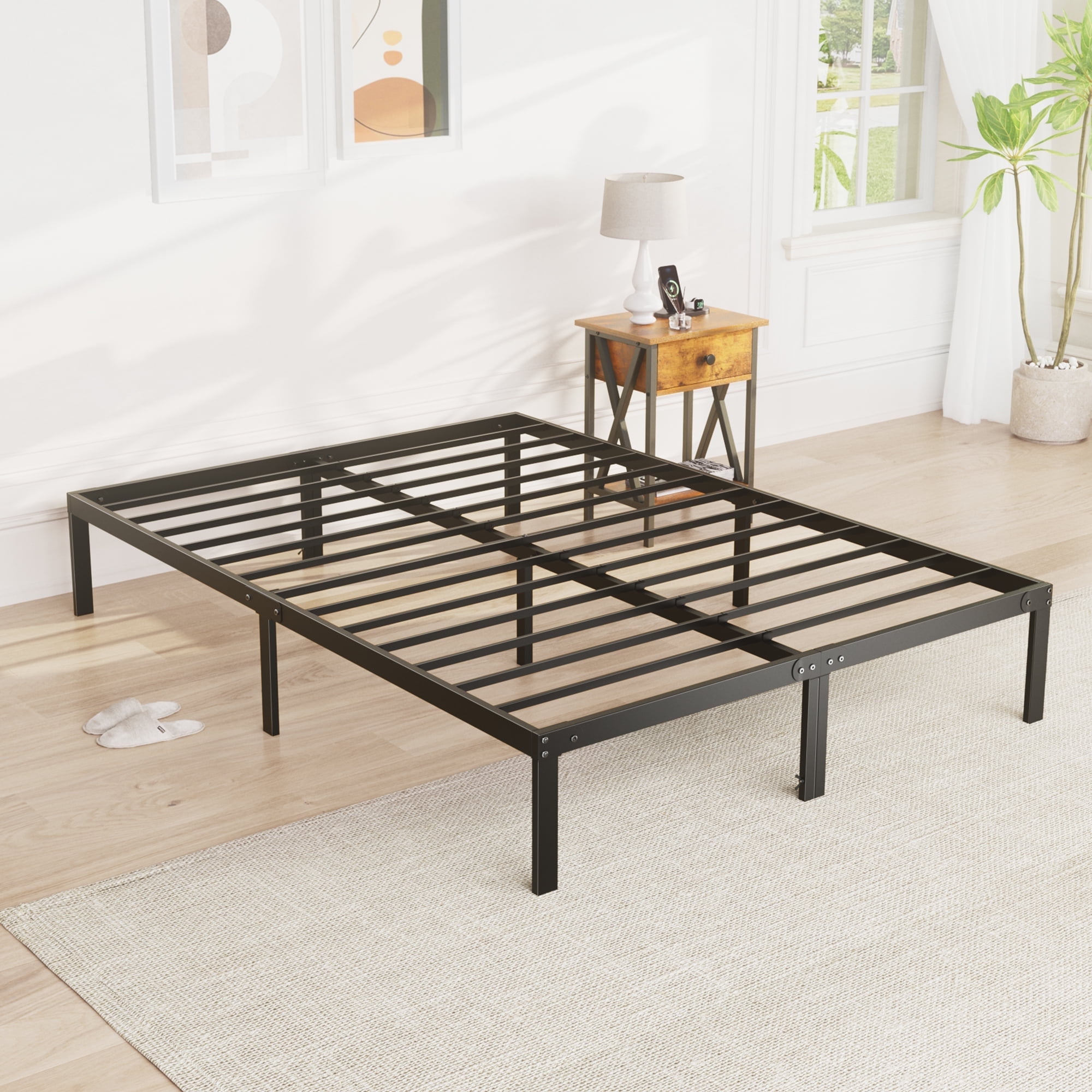 edx King Size Bed Frame with Ample Storage Space, Sturdy Steel Slat ...