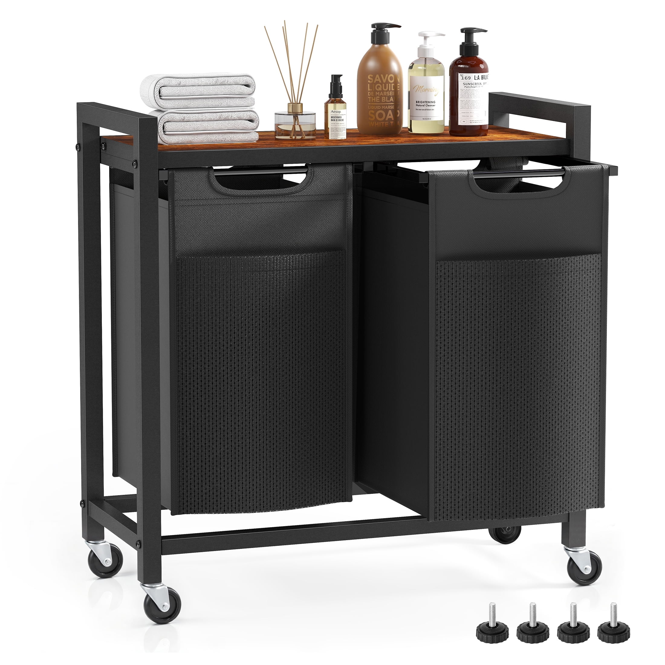 EDX Laundry Hamper, 2 Pull-Out Removable Bags, Clothes Sorter with ...