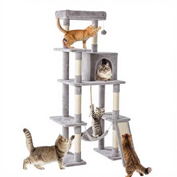Pefilos 41" Cat Tree Tower for Indoor Cats, Multi-Level Cat Condo House ...