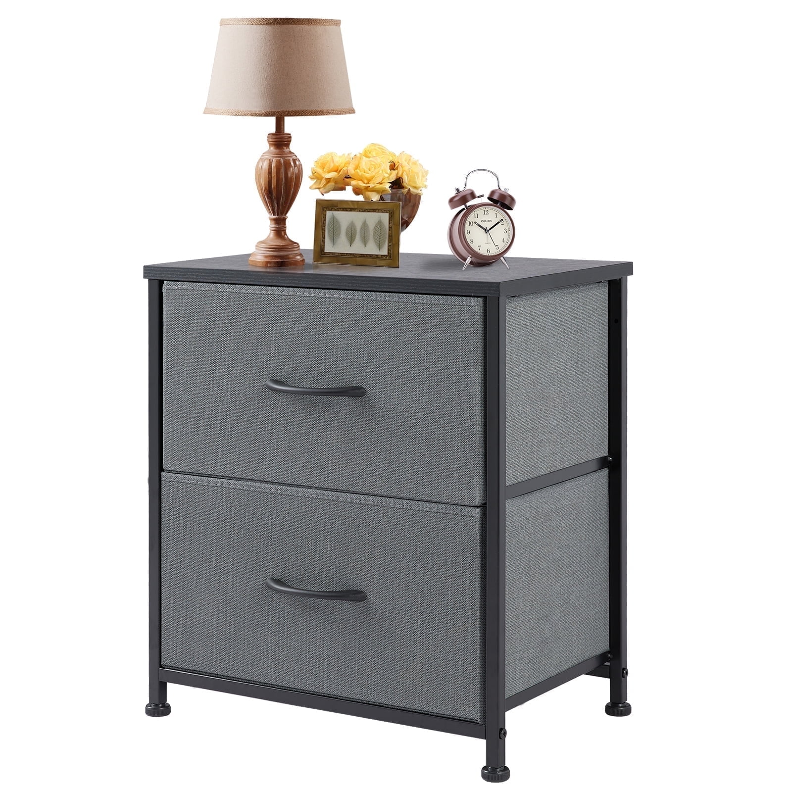 EDX Nightstand, Small Bedside Table with Storage, 2 Fabric Drawers ...