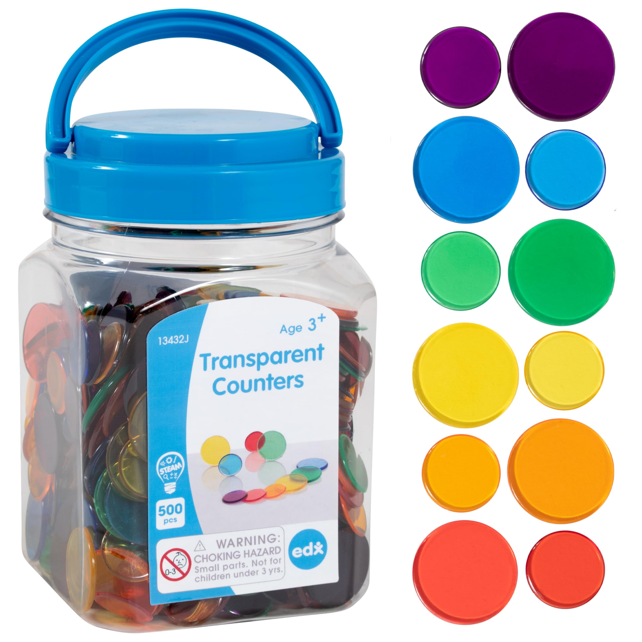 edx education Transparent Counters AIF4 - Mini Jar - Colorful, Plastic ...