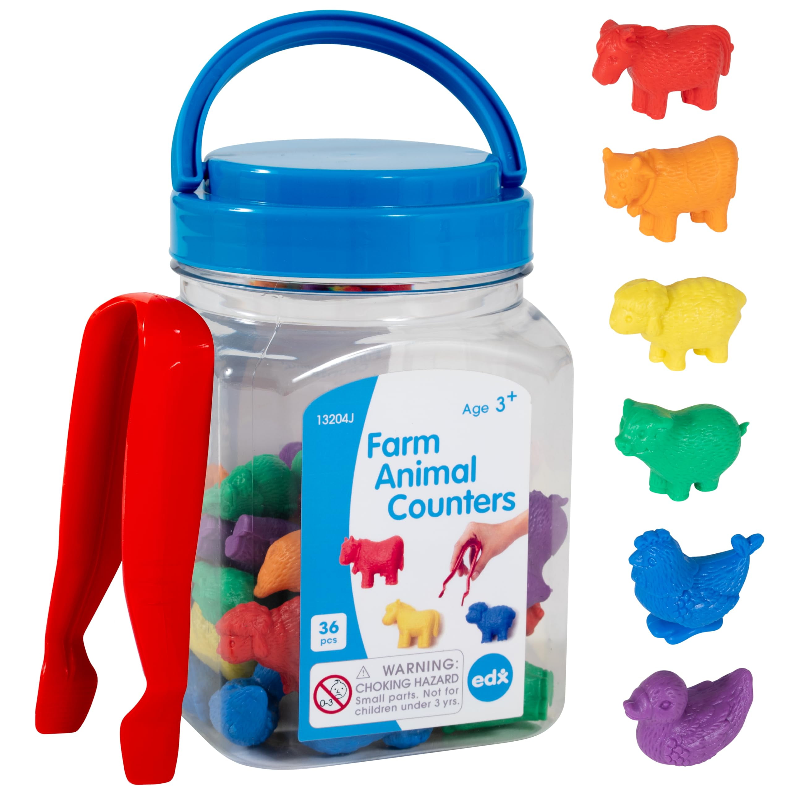 edxeducation - 13204 Farm SSF20 Animal Counters - Mini Jar Set of 36 ...