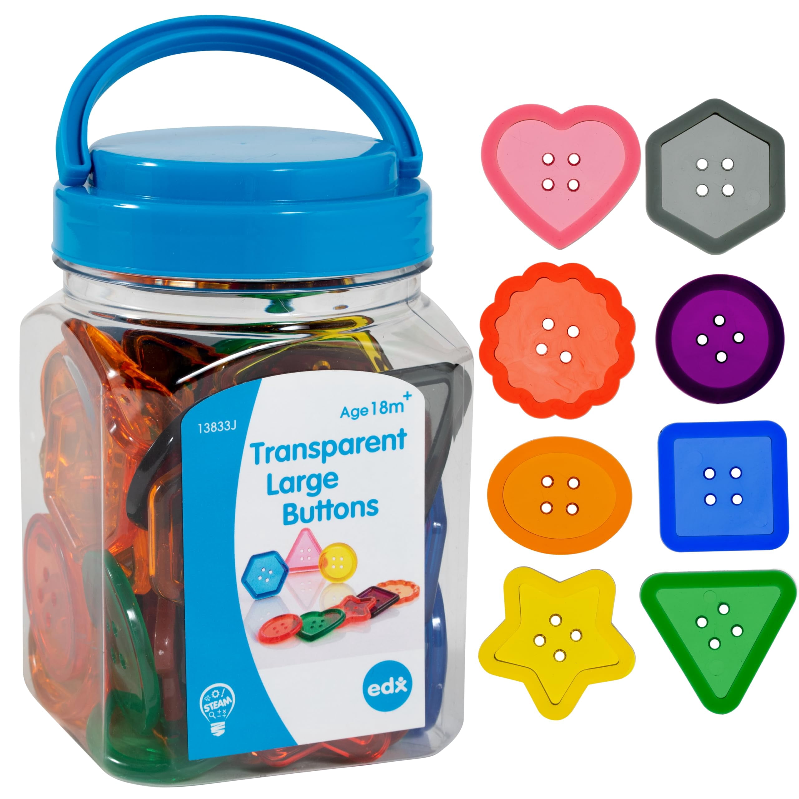 edxeducation-13833 Transparent Large Buttons MMF7 - Mini Jar - Light ...