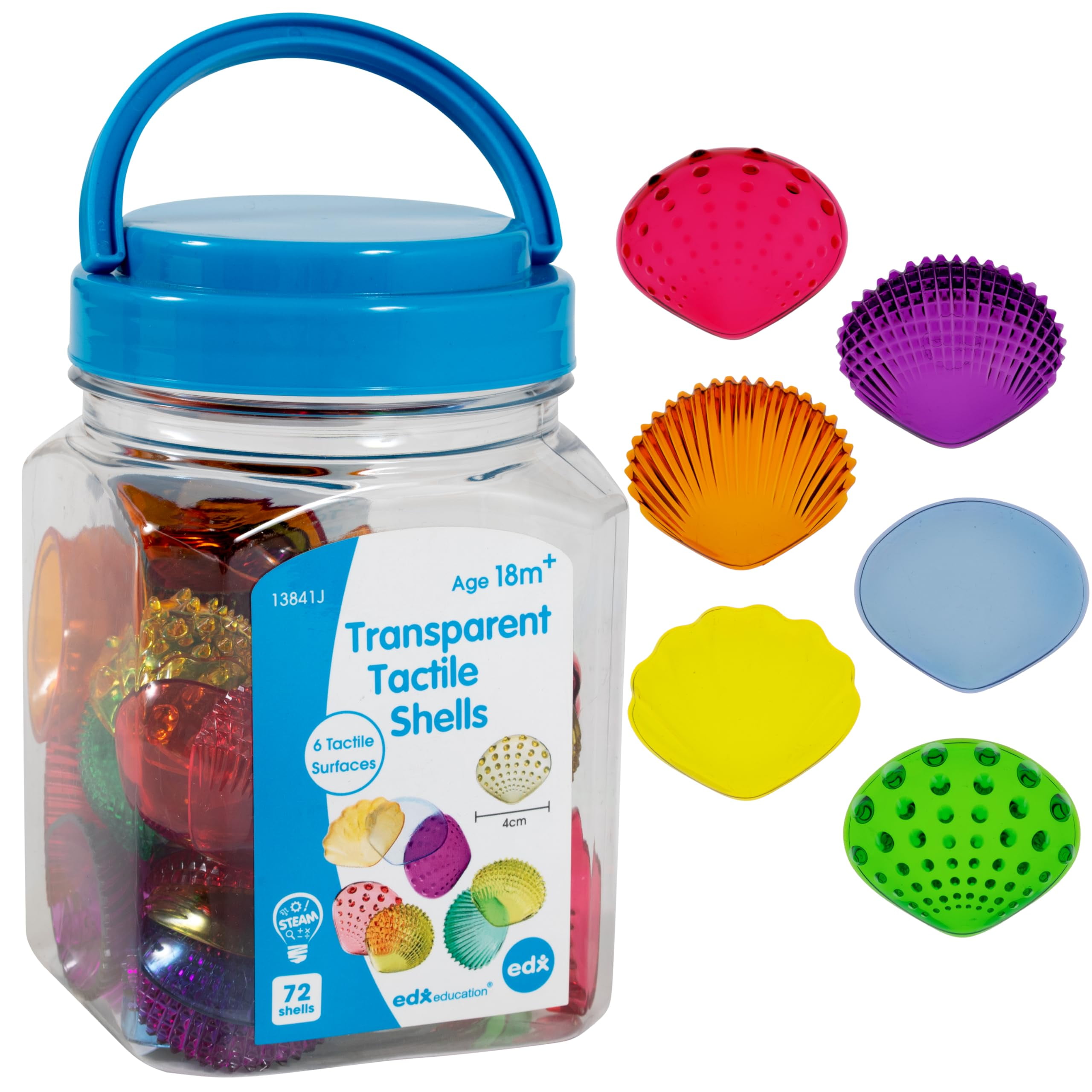 edxeducation-13841 Tactile Shells - OIF8 Set of 72 - Translucent - 6 ...
