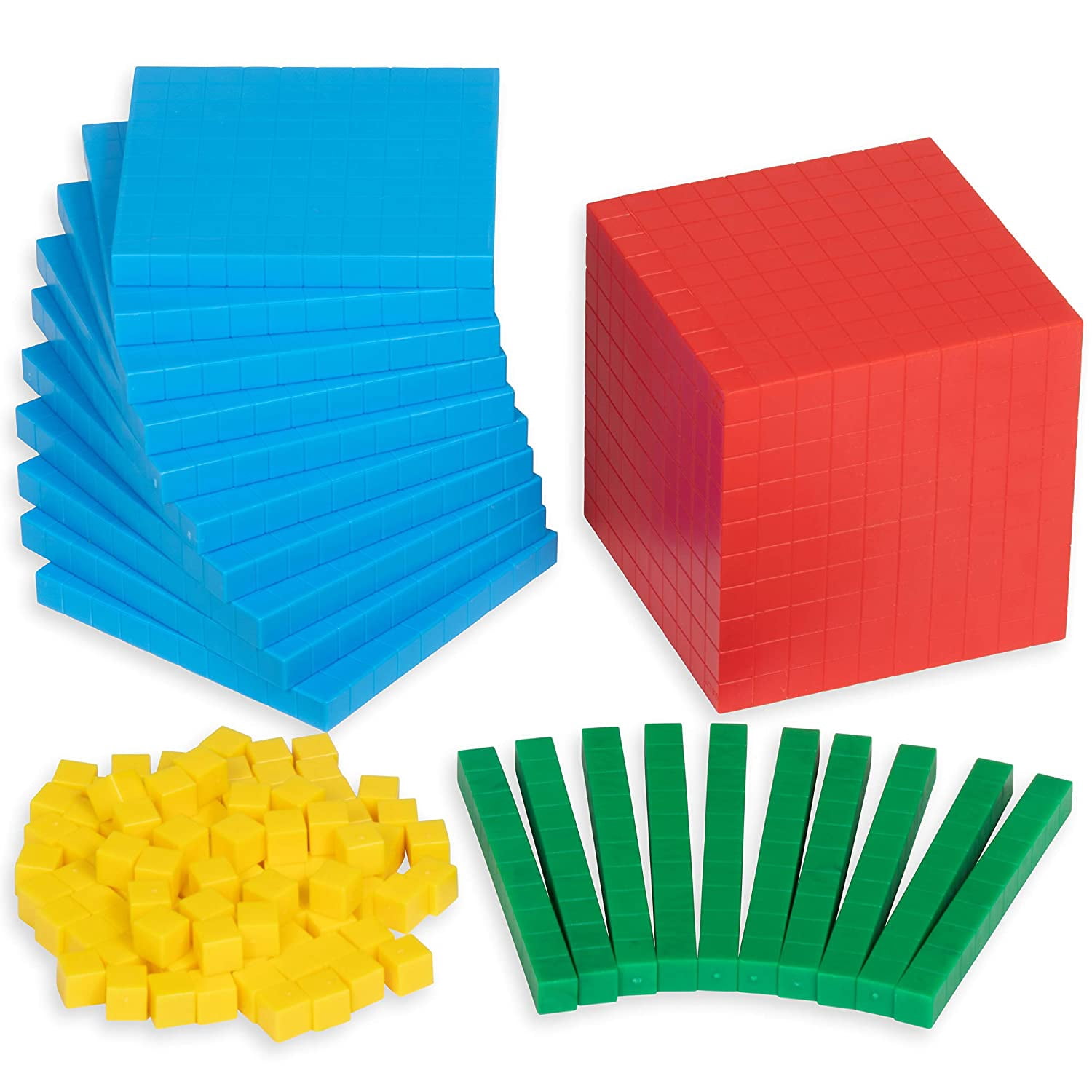 edxeducation Four Color Plastic Base Ten Blocks - 121 Pieces - Hands-on ...