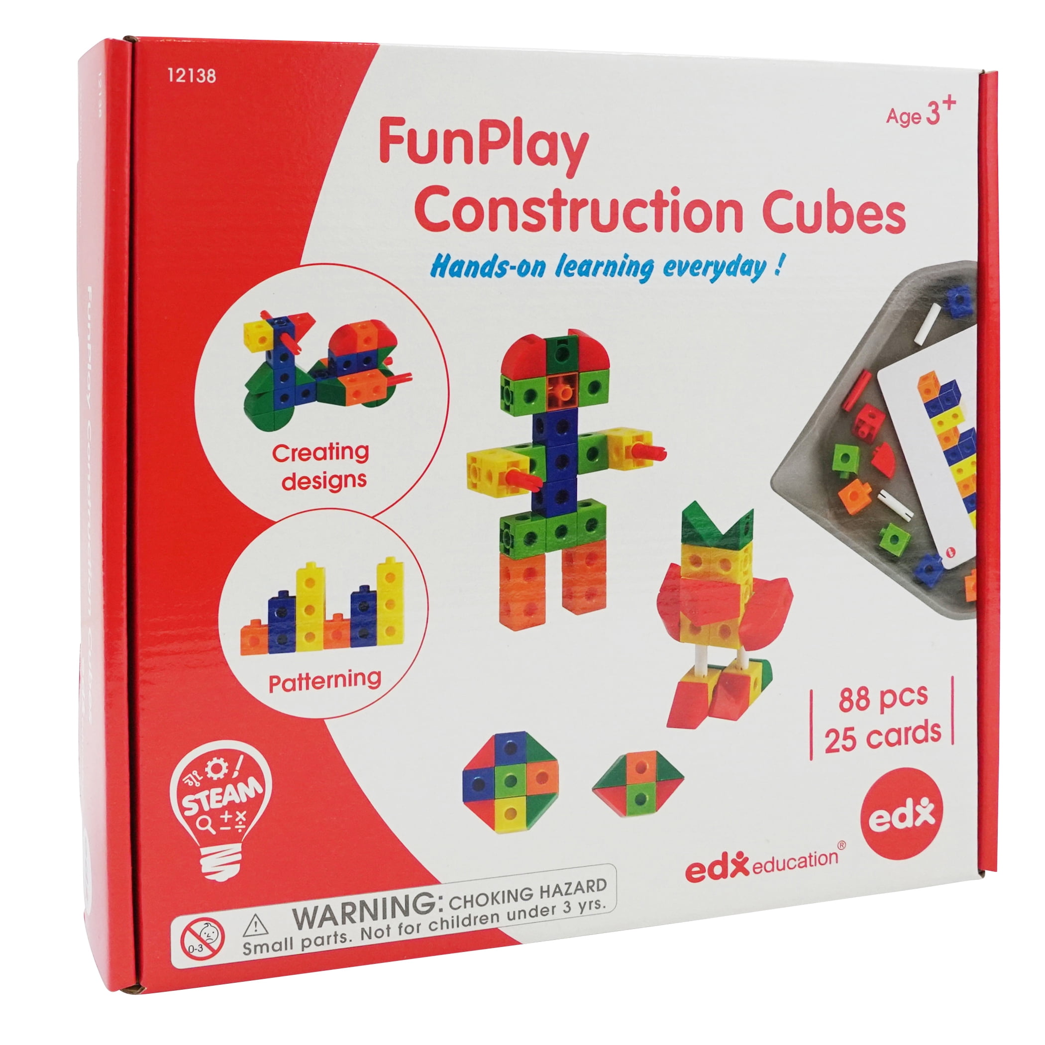 edxeducation FunPlay Construction Cubes - 68 Math Blocks in 3 Shapes ...