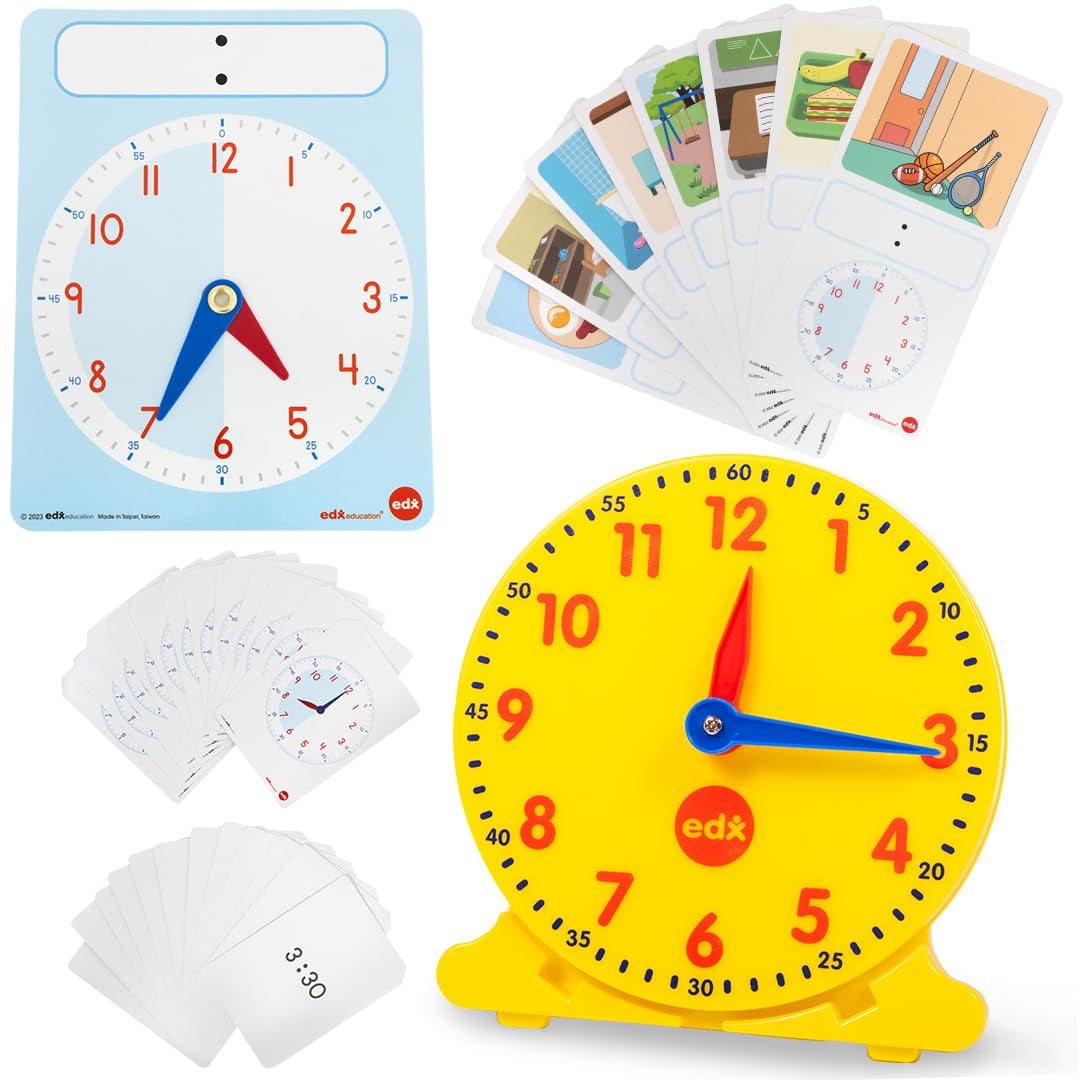 edxeducation Learning Clock Activity STF9 Set | 8 Double-Sided Activity ...