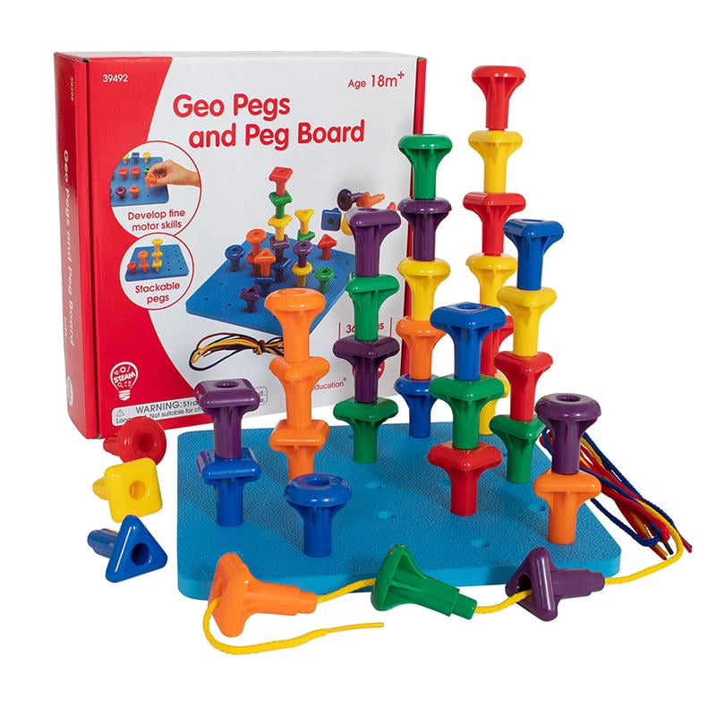 edxeducation Stacking Shape Pegs & Pegboard Set - Walmart.com