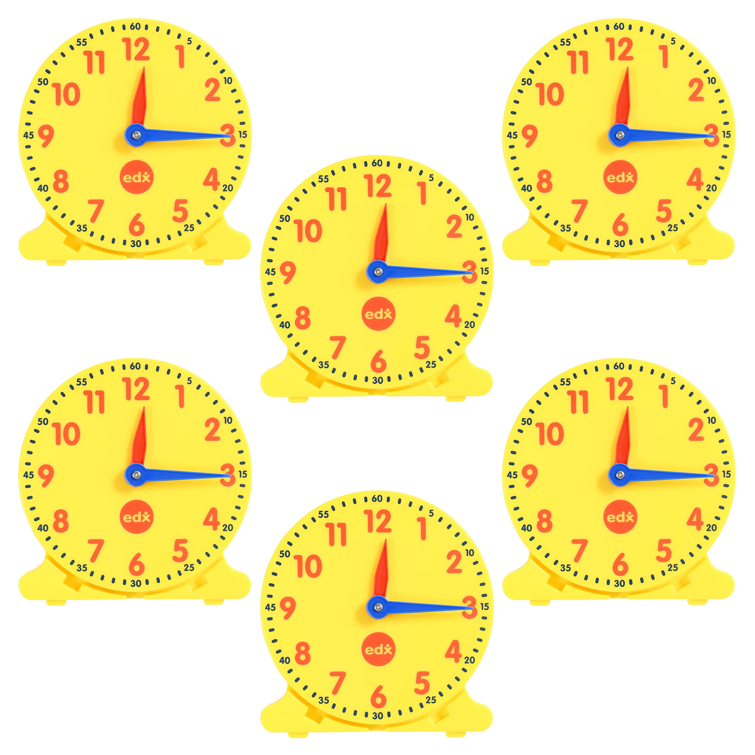 edxeducation Student Clocks - YPF5 Set of 6 - Clock for Kids Learning ...