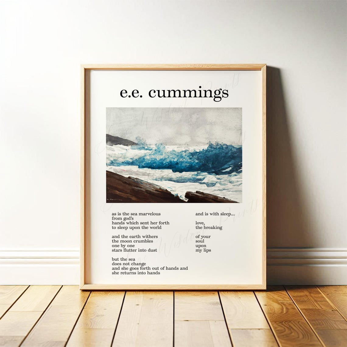 ee cummings Poem Printable As Is the Sea Marvelous Poetry able Wall Art ...