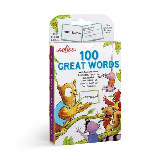 eeBoo 100 Great Words Vocabulary Educational Flash Cards - Walmart.com
