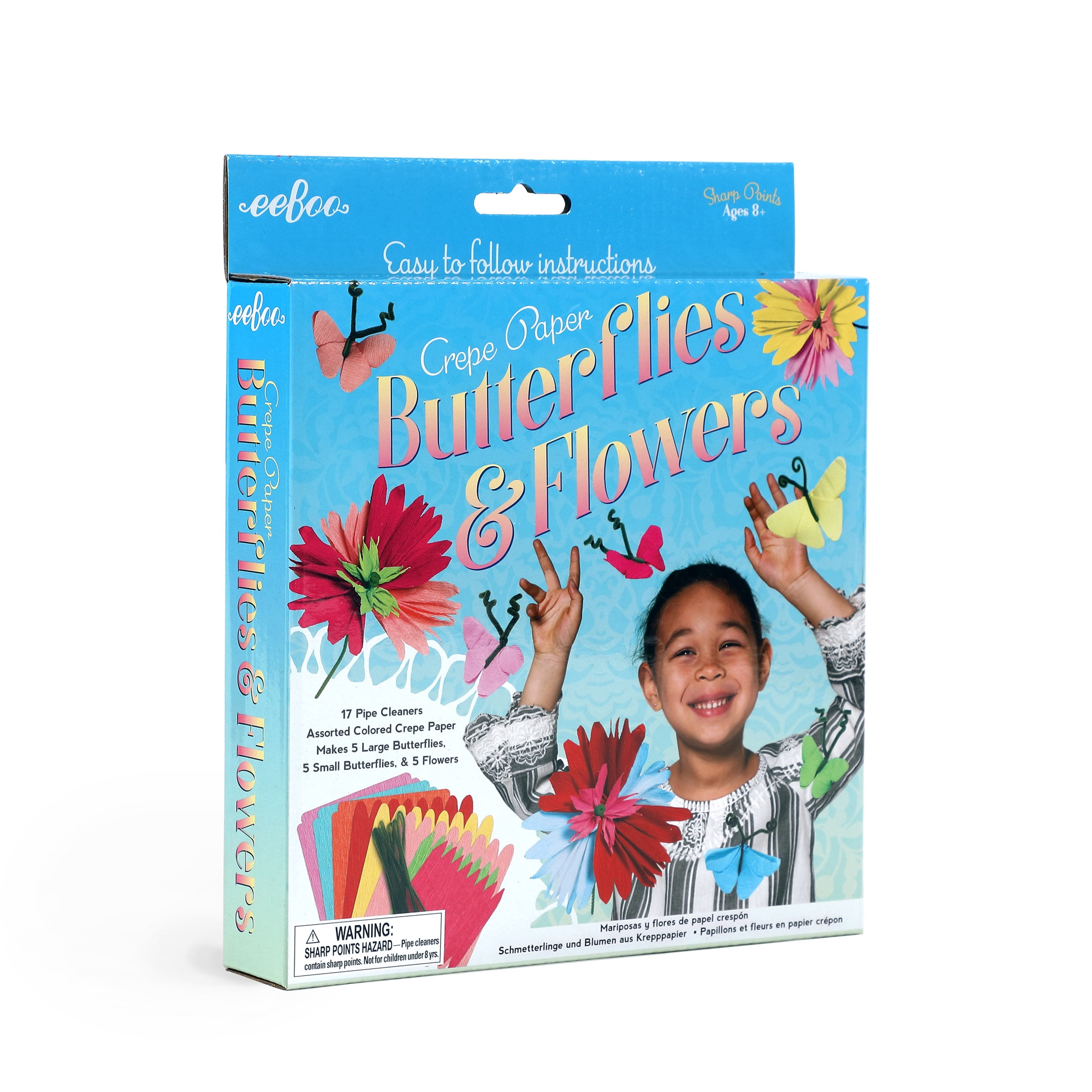eeBoo Craft Kit for Girls, Crepe Paper Flowers and Butterflies, multi ...