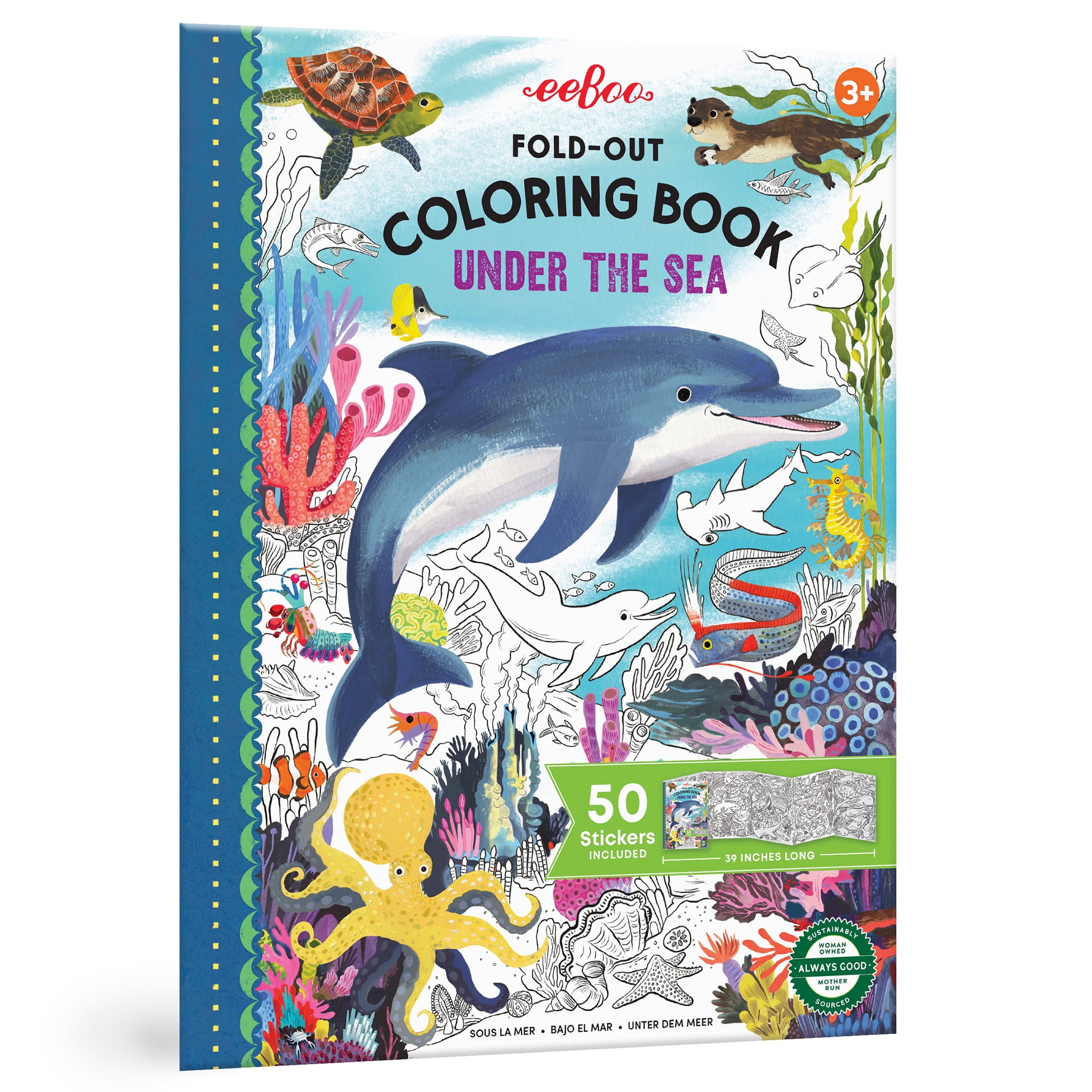 eeBoo: Fold-Out Coloring Book - Under The Sea - Includes 50 Stickers ...