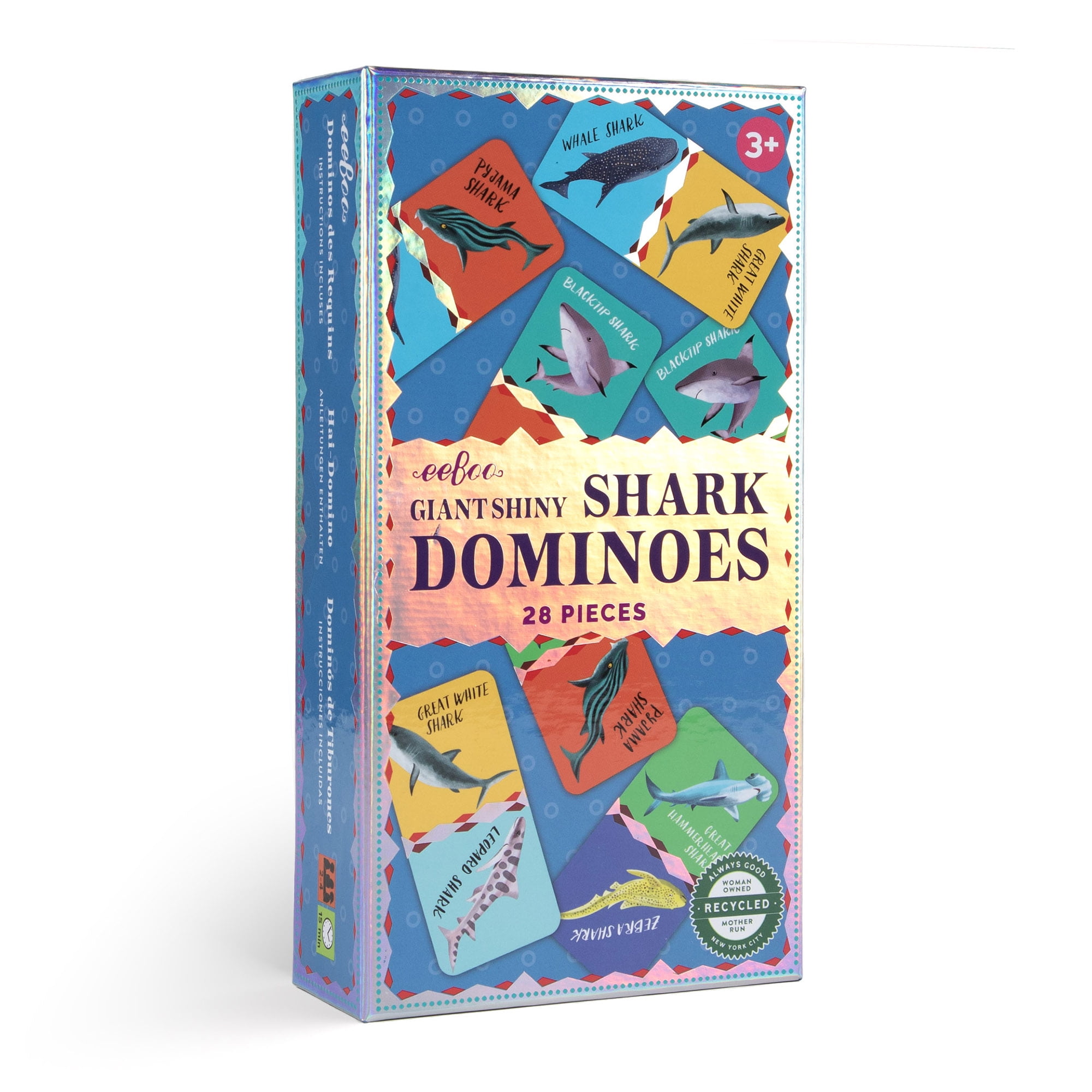 eeBoo: Giant Shiny Shark Dominoes - 28 Oversized Color Dominoes, Animal ...