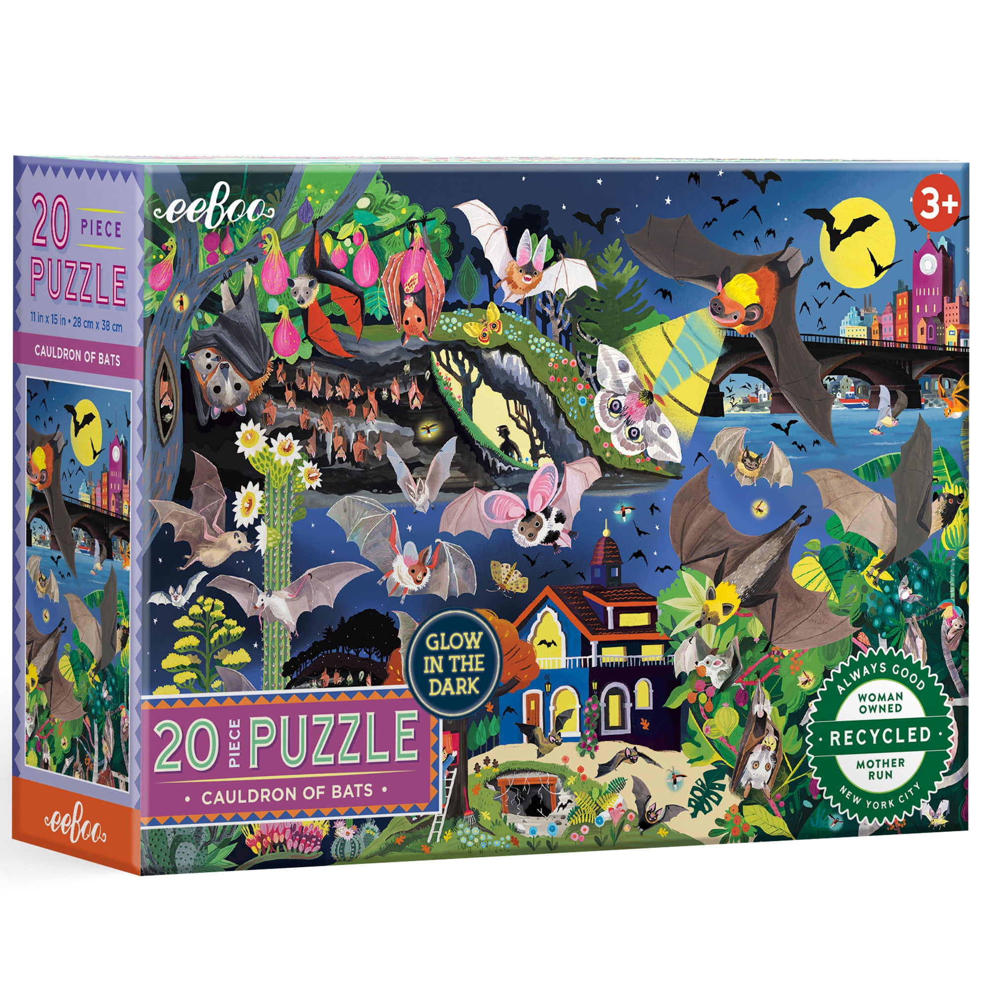 eeBoo: Love of Bats - 20 Piece Puzzle - 11 x 15" Jigsaw, Oversized ...