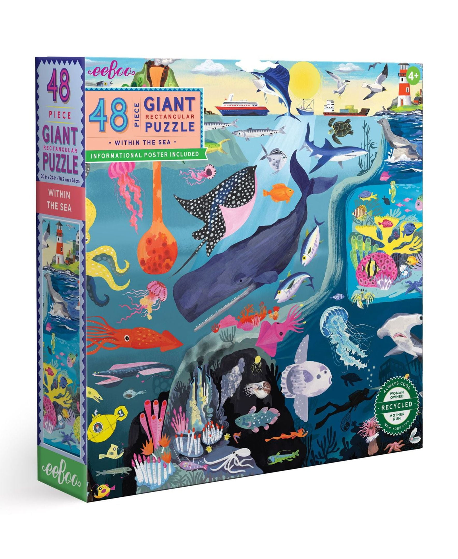 eeBoo Within the Sea 48 Piece Giant Floor Jigsaw Puzzle, 30" x 24 ...