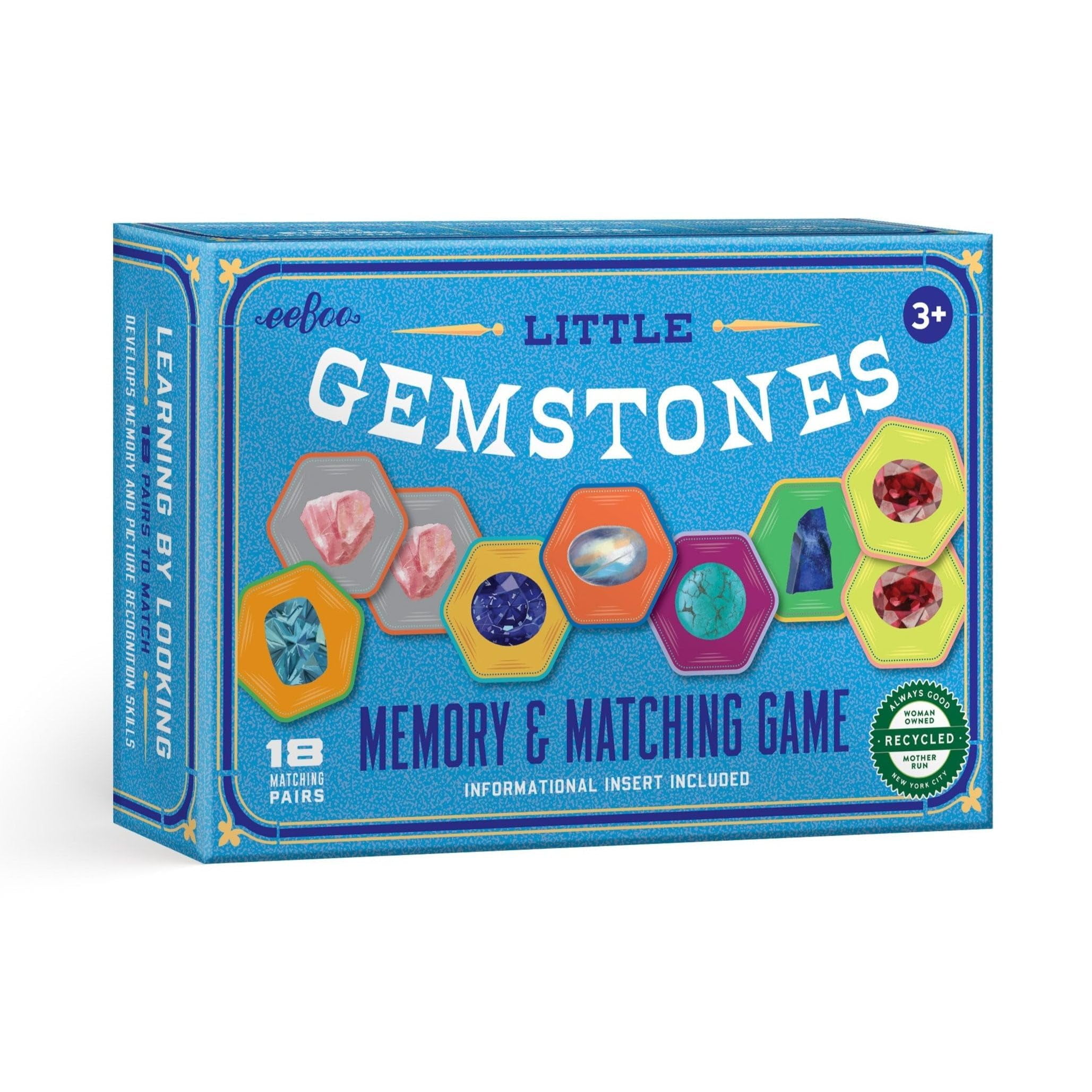 eeboo: Little Gemstones Memory MMF7 & Matching Game - 18 Pairs to ...