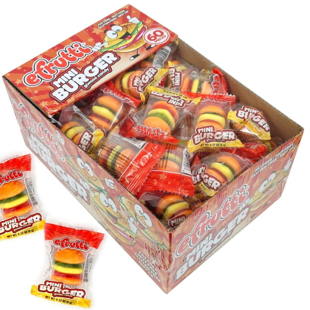 efrutti Gummi Mini Burger, 60 Pieces Display Box, Individual Wrapped ...