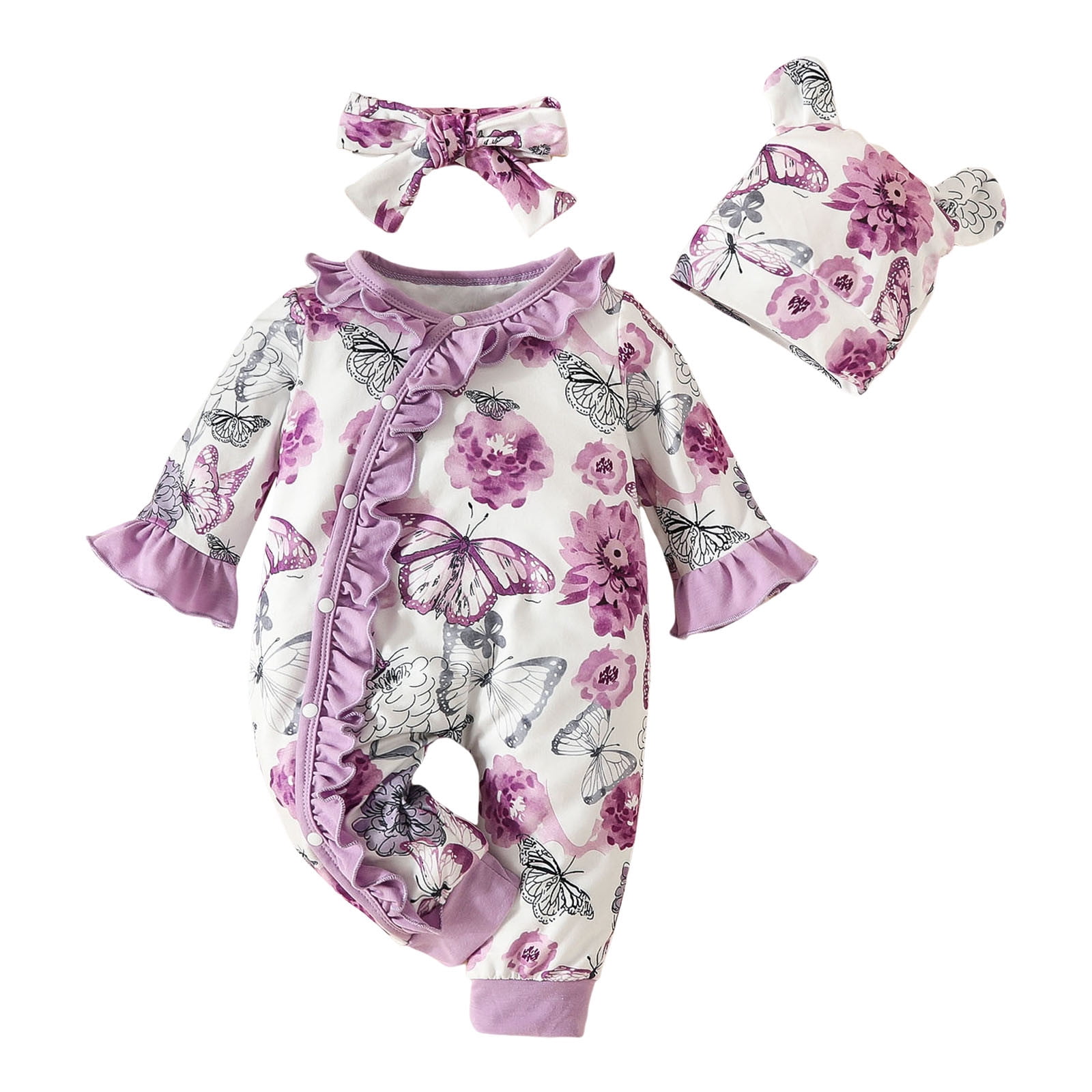 eileial Baby Bear Onesie Outfit Baby Girl Footies Zipper Sleeper 2 Pack ...