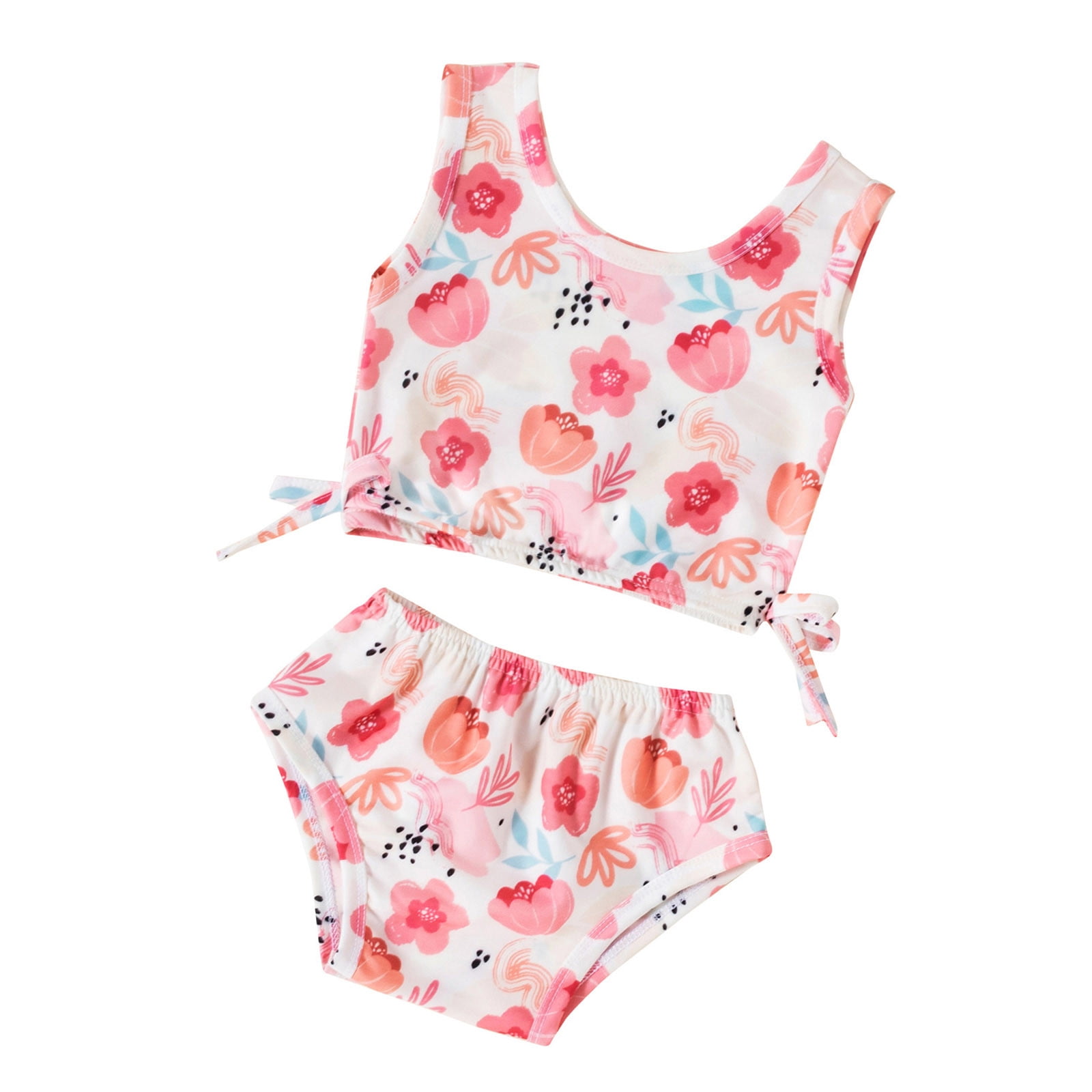 eileial Baby Girl Swimsuit Sleeveless Print Tankini Tops Ruffle Bikini ...