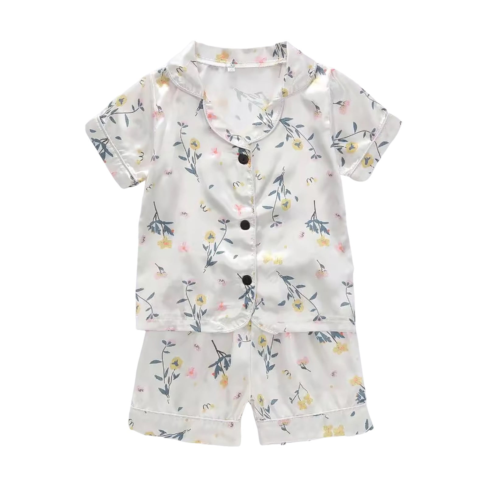 eileial Girl Pajamas Silk Stain Pjs Shirt Tops+Shorts 2piece Set ...