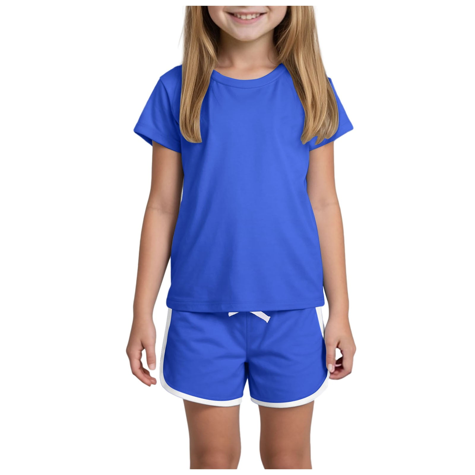 eileial Girls 2025 Summer Clothes Sets Kids Colorblock Matching Outfits ...